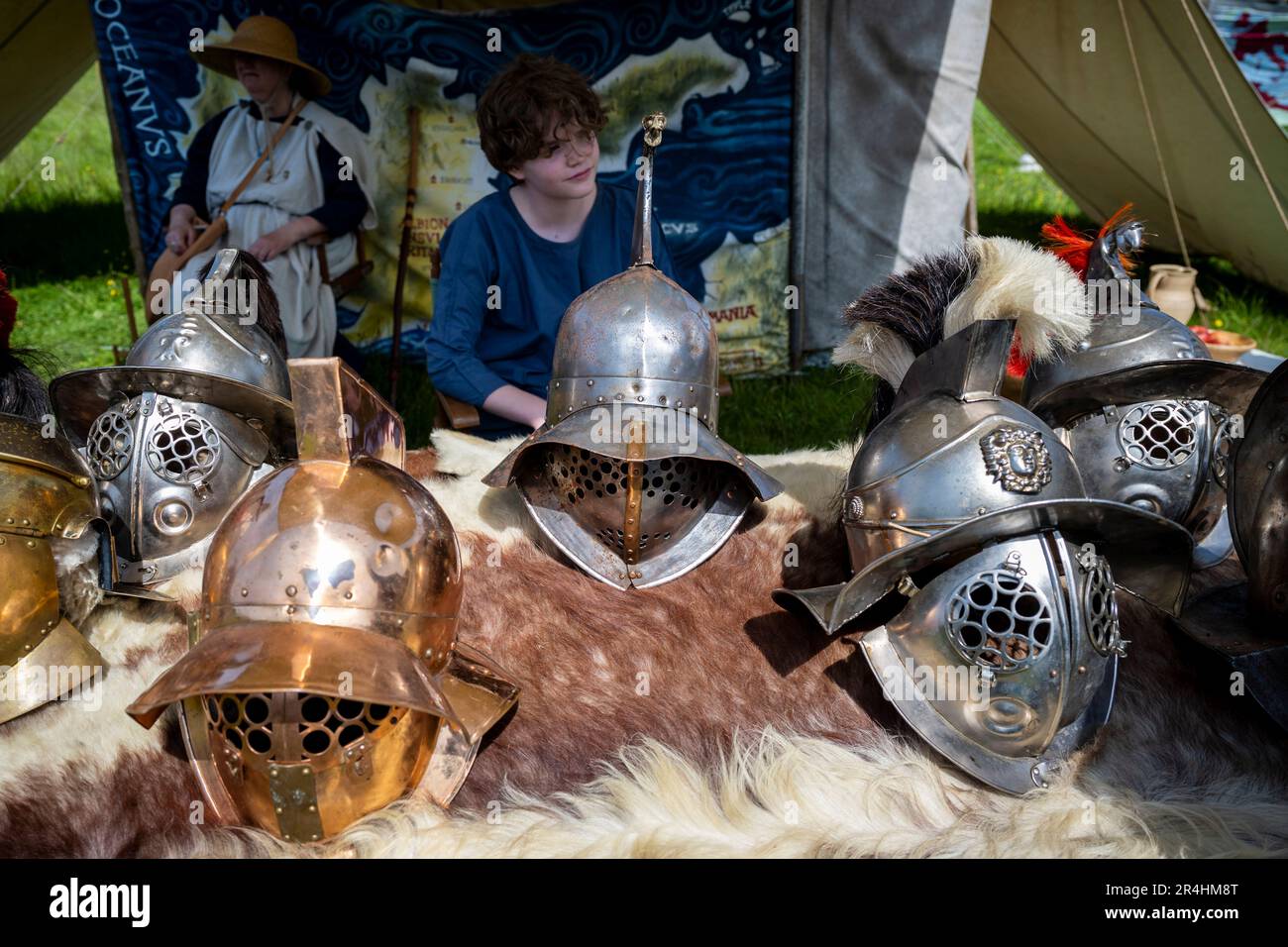 Chalfont, UK. 28 May 2023. Gladiator helmets displayed ahead of in ...