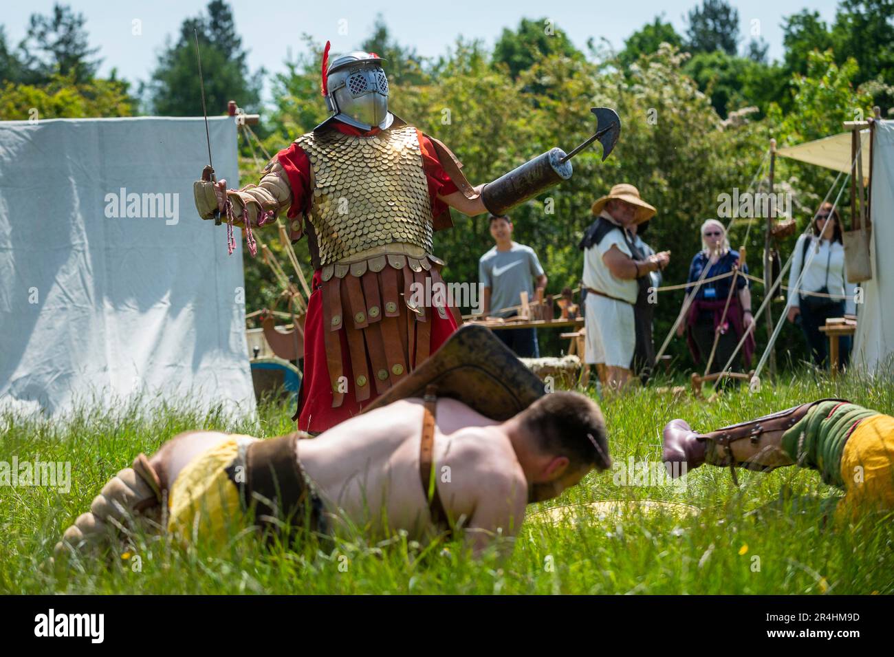 Chalfont, UK. 28 May 2023. Gladiators take part in Gladiator Games at ...