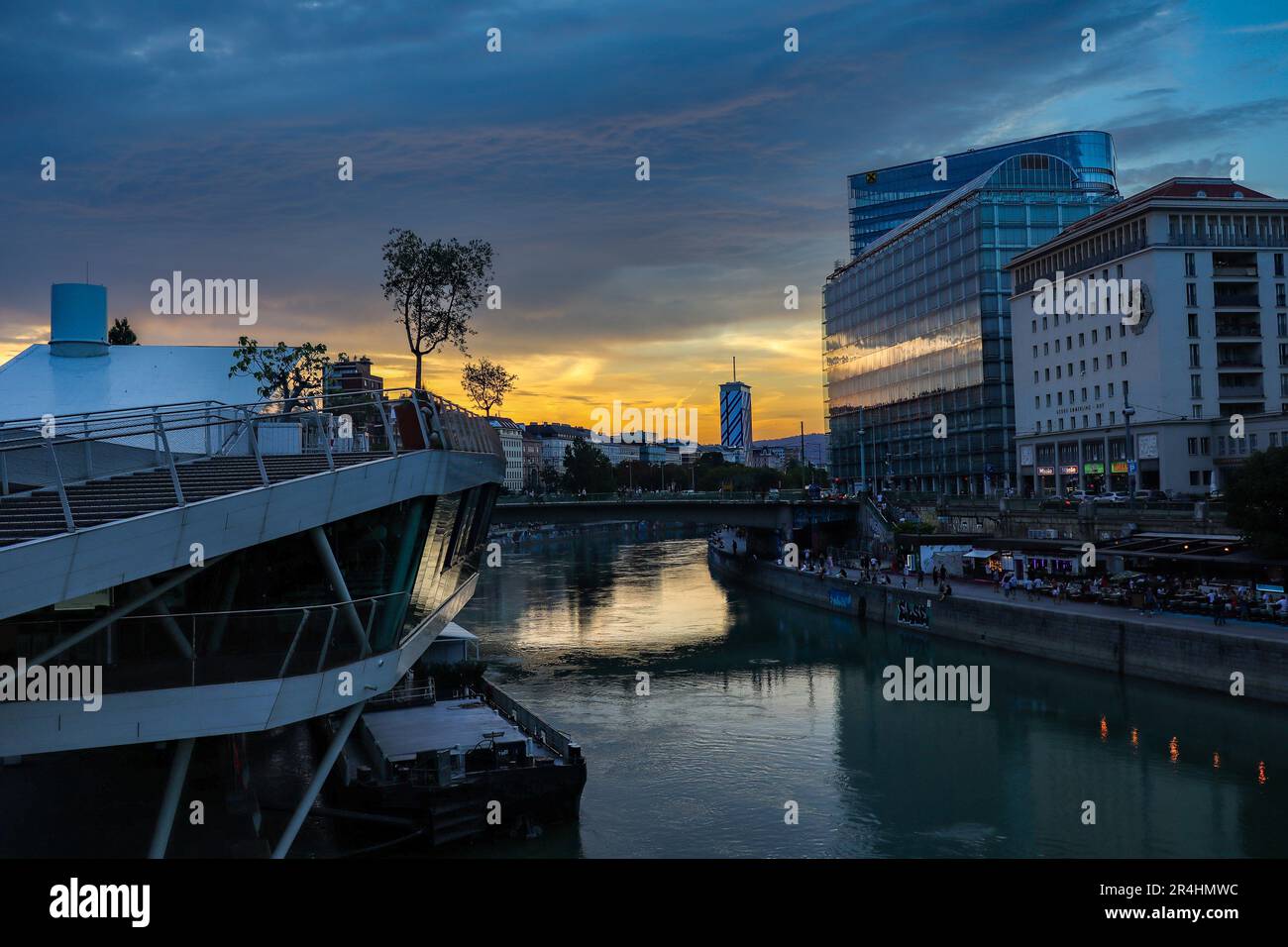 Vienna, Austria - August 15, 2022: Sunset Sky with Danube River and ...