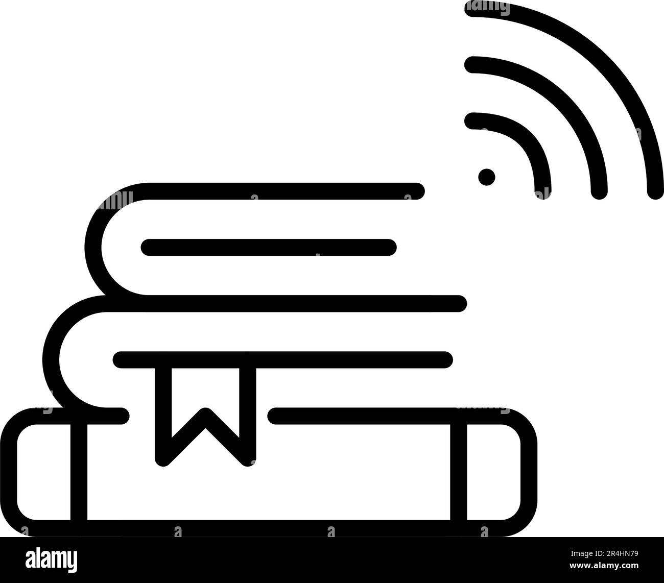 Electronic library icon. Stack of books with wi-fi symbol. Pixel ...