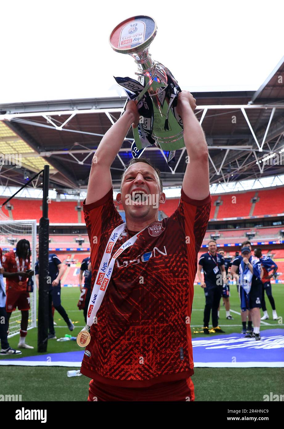 Carlisle United's Kristian Dennis celebrates after winning the Sky Bet ...