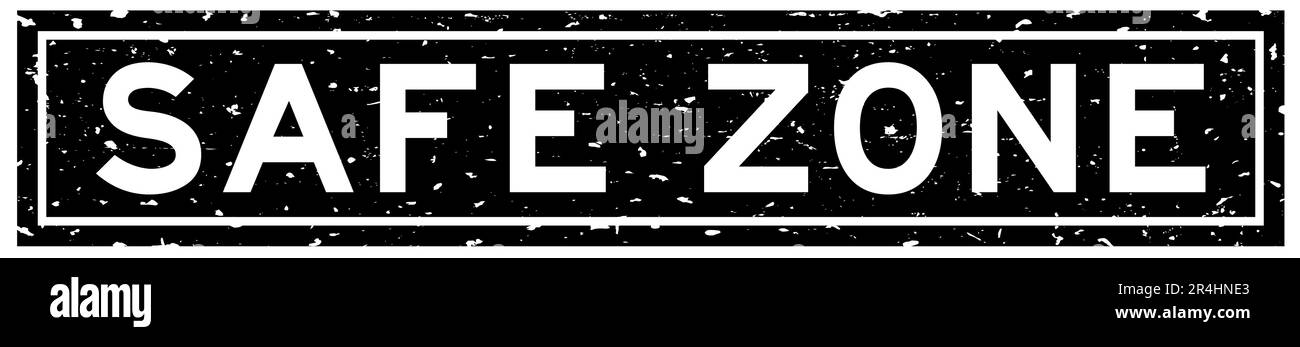 Grunge black safe zone word square rubber seal stamp on white ...