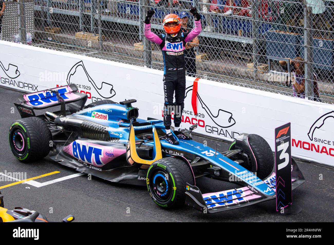 OCON Esteban (fra), Alpine F1 Team A523, portrait celebrates his P3 ...