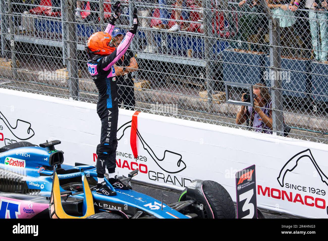 OCON Esteban (fra), Alpine F1 Team A523, portrait celebrates his P3 ...