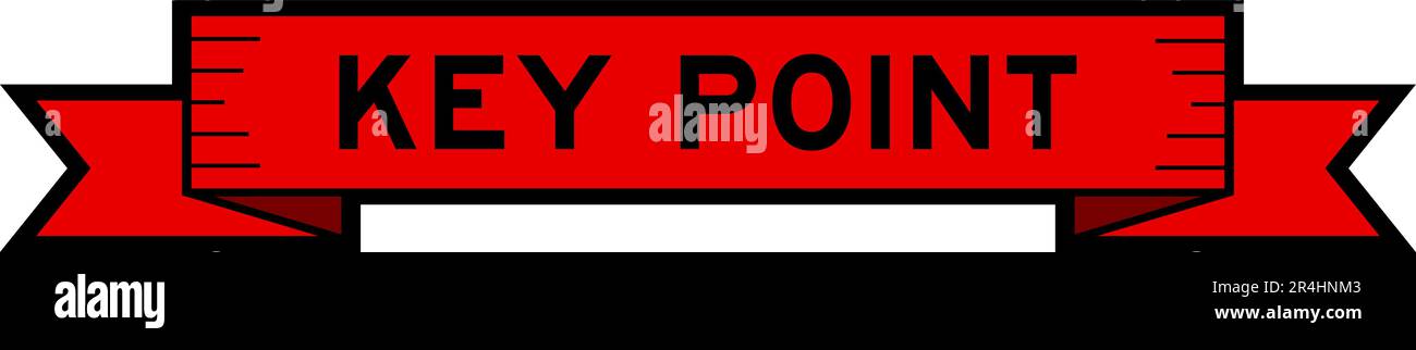Ribbon label banner with word key point in red color on white ...