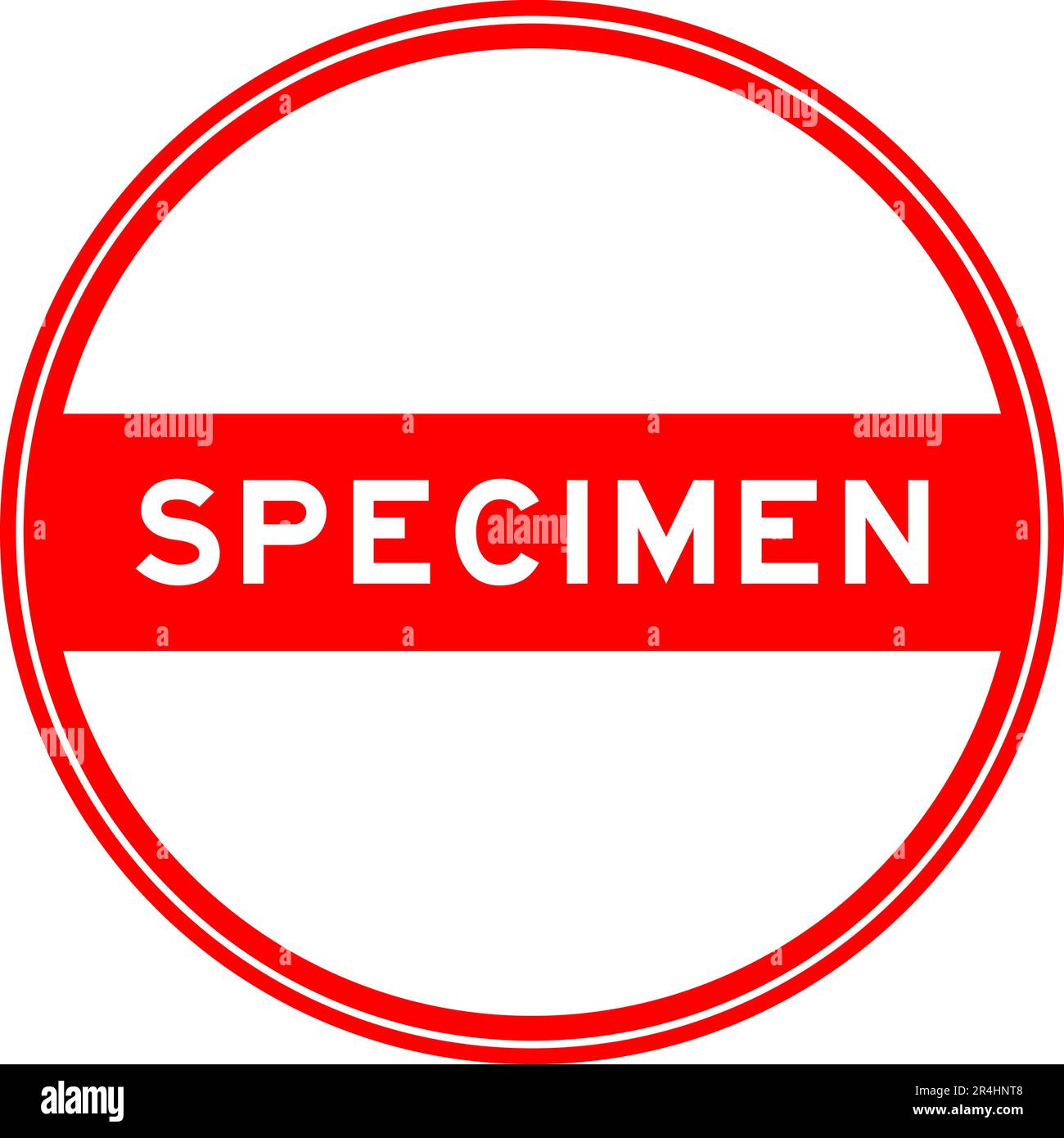 Red color round seal sticker in word specimen on white background Stock ...