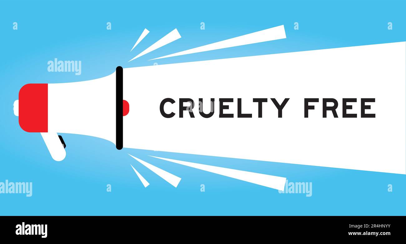 Color megaphone icon with word cruelty free in white banner on blue ...