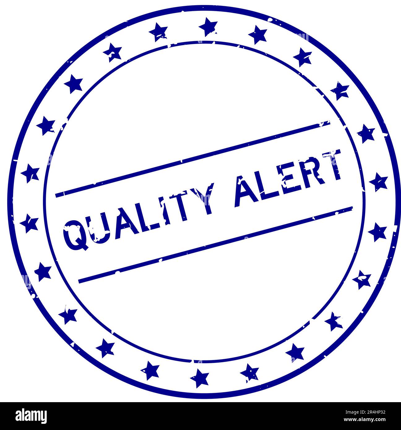 Grunge blue quality alert word round rubber seal stamp on white ...