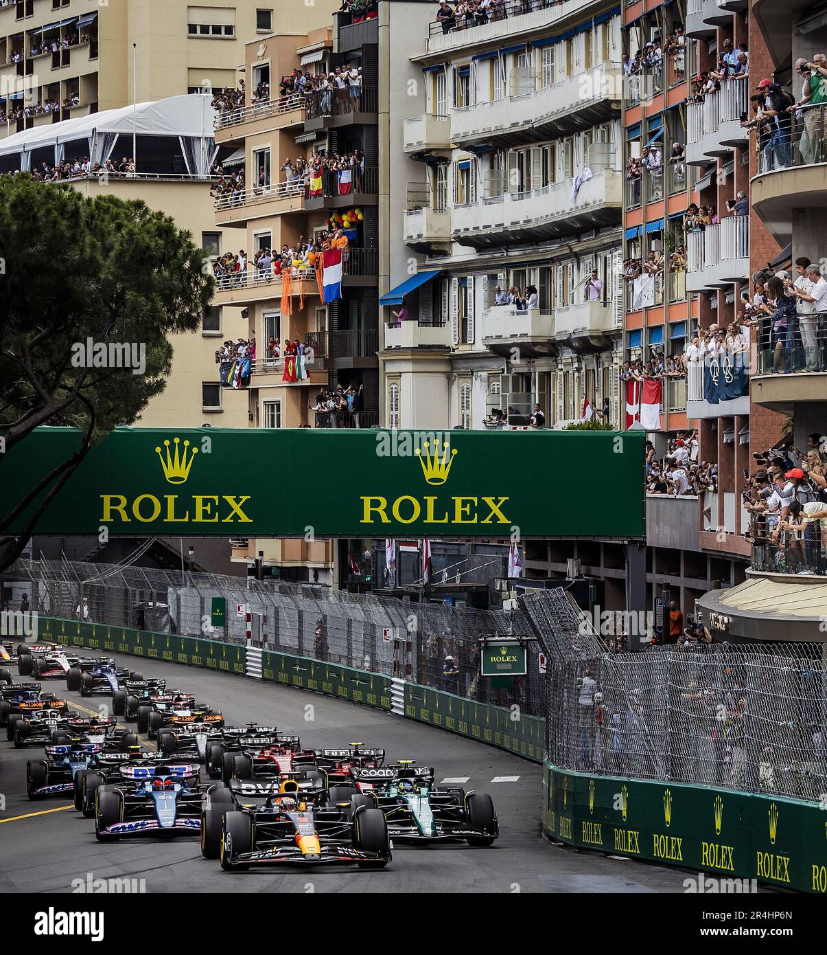 MONACO - Max Verstappen (Red Bull Racing) takes the lead at the start ...
