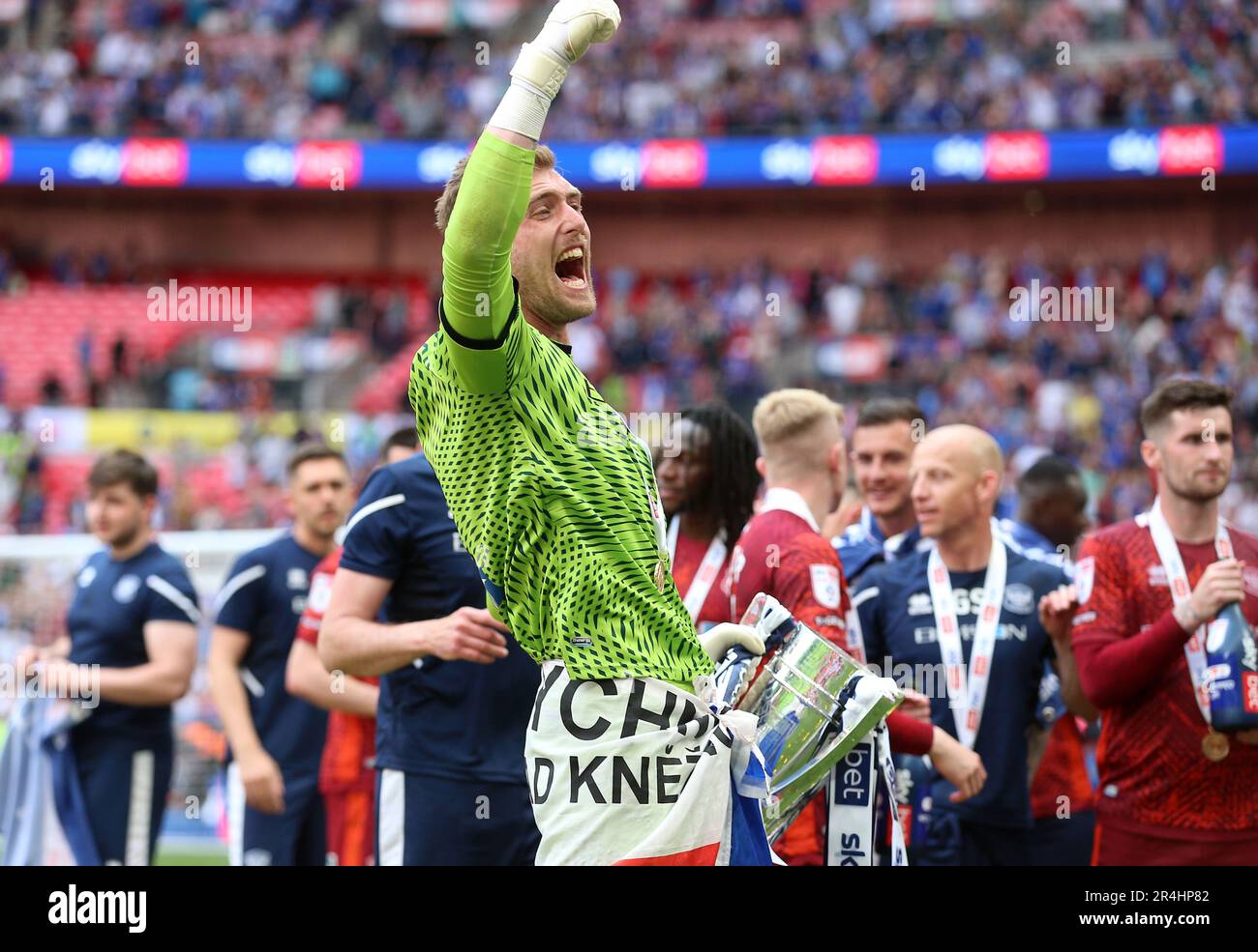 Carlisle United goalkeeper Tomas Holy celebrates after being promoted ...