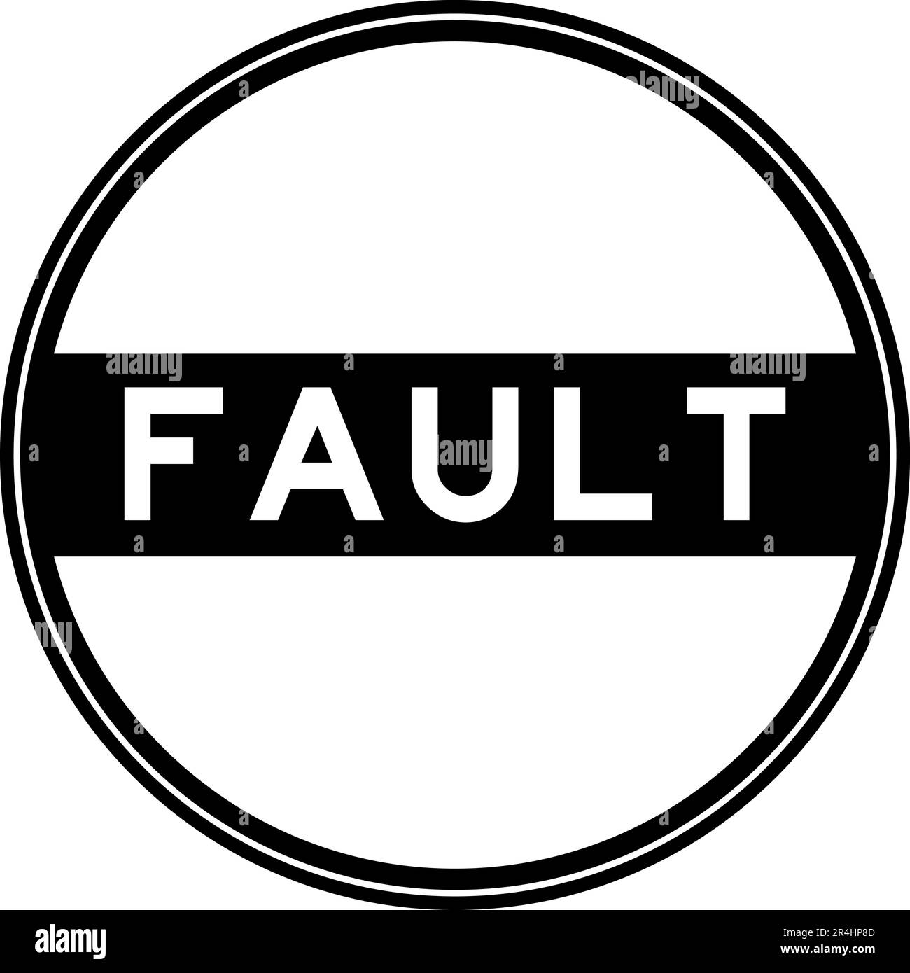 Black color round seal sticker in word fault on white background Stock ...