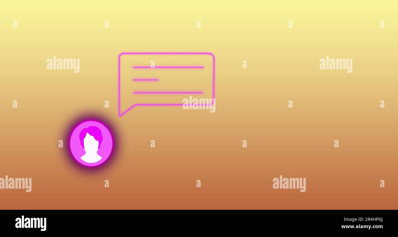 Image of profile and message icon against yellow gradient background ...