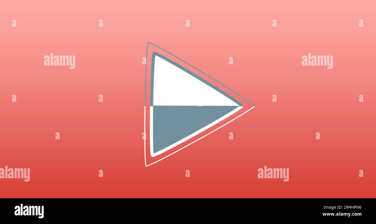 Image of play button icon over red background Stock Photo - Alamy