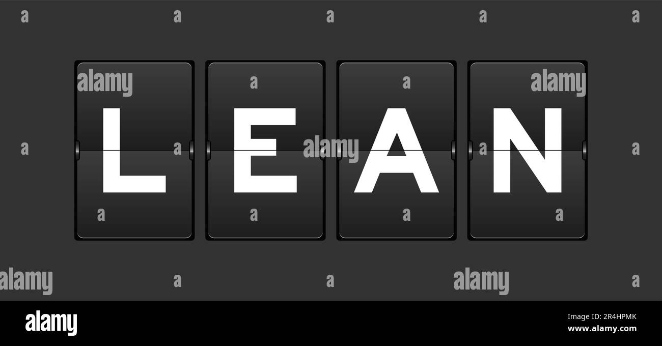 Black color analog flip board with word lean on gray background Stock ...