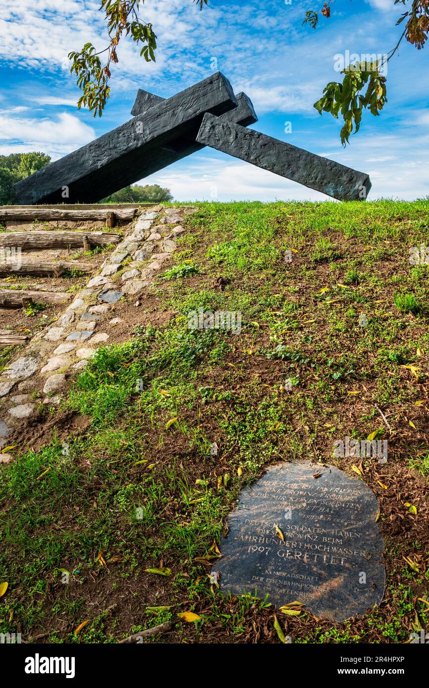 Flood signs - Memorial Oder flood 1997, Neuranft, Brandenburg, Germany ...