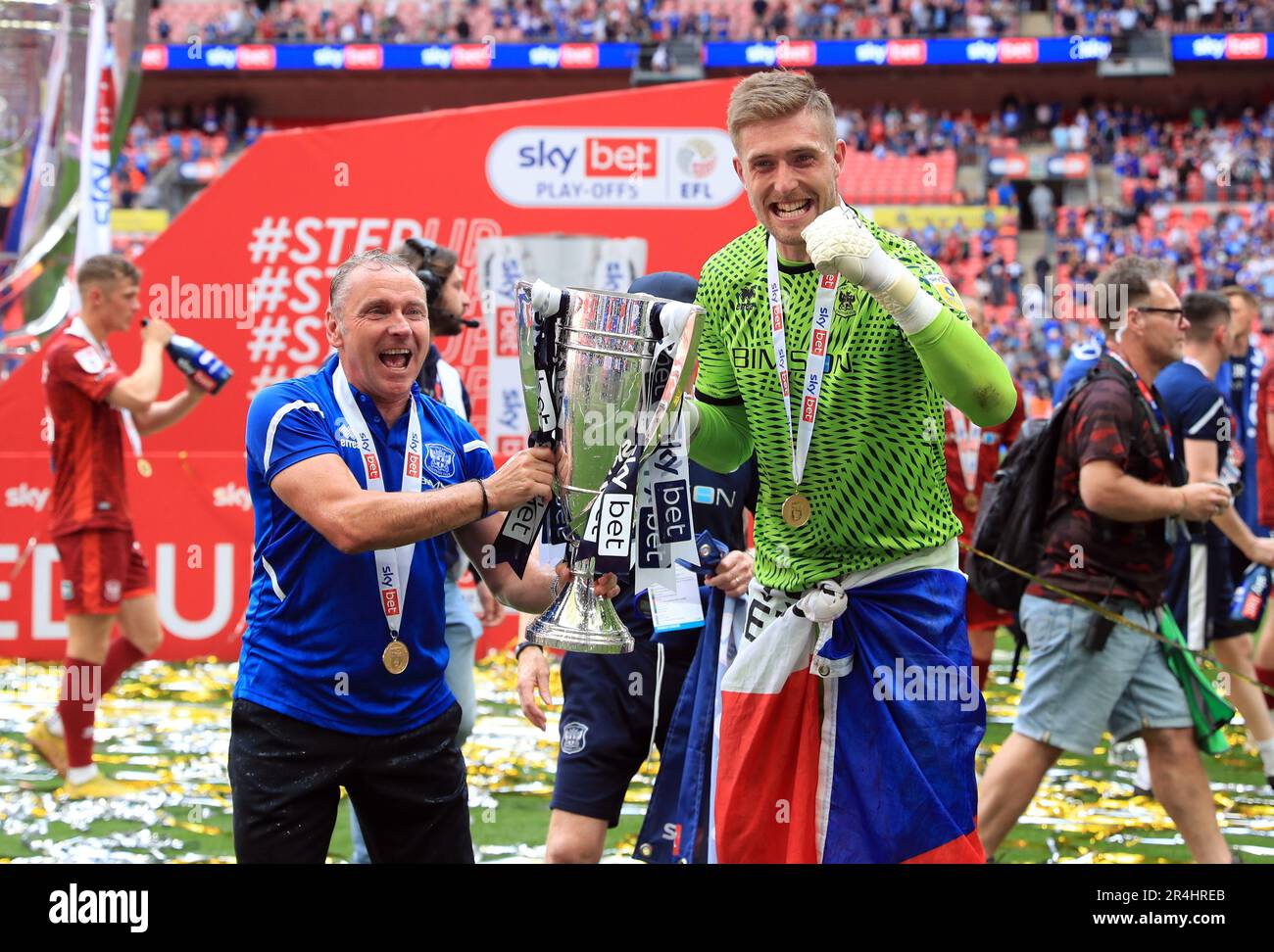 Carlisle United manager Paul Simpson celebrates his sides victory with ...