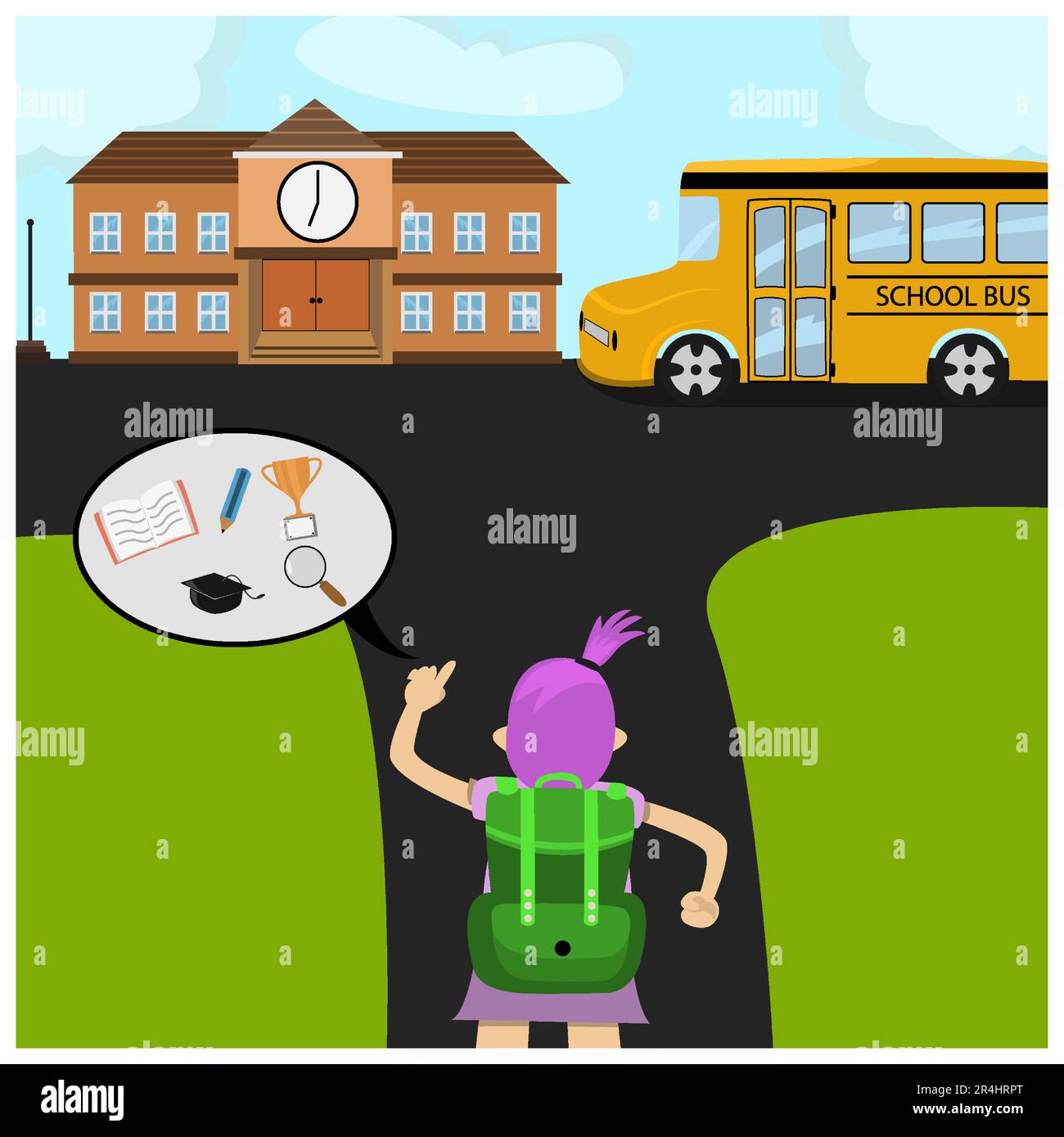 Vector illustration of student Go to School and Come Back School ...