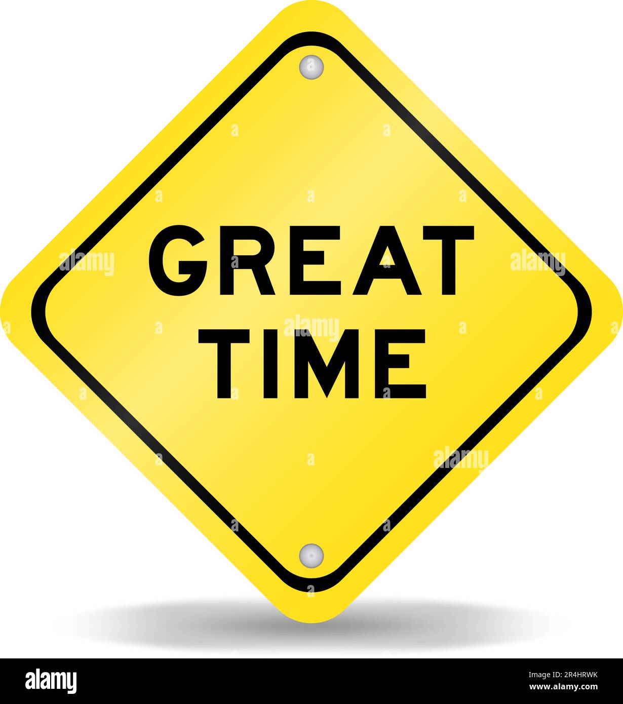 Yellow color transportation sign with word great time on white ...