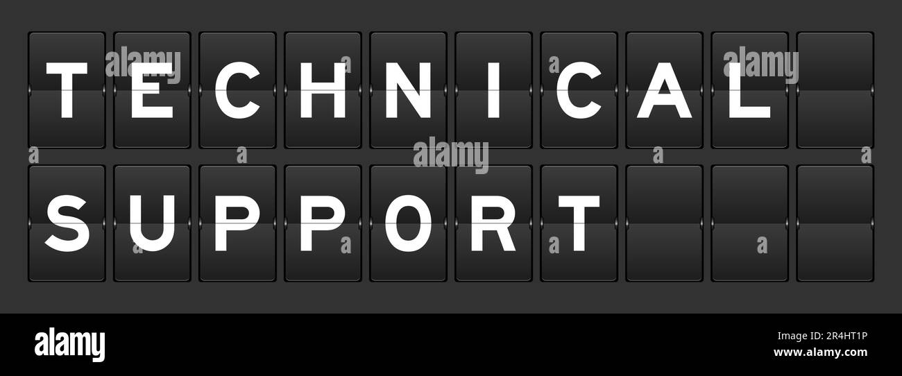 Black color analog flip board with word technical support on gray ...