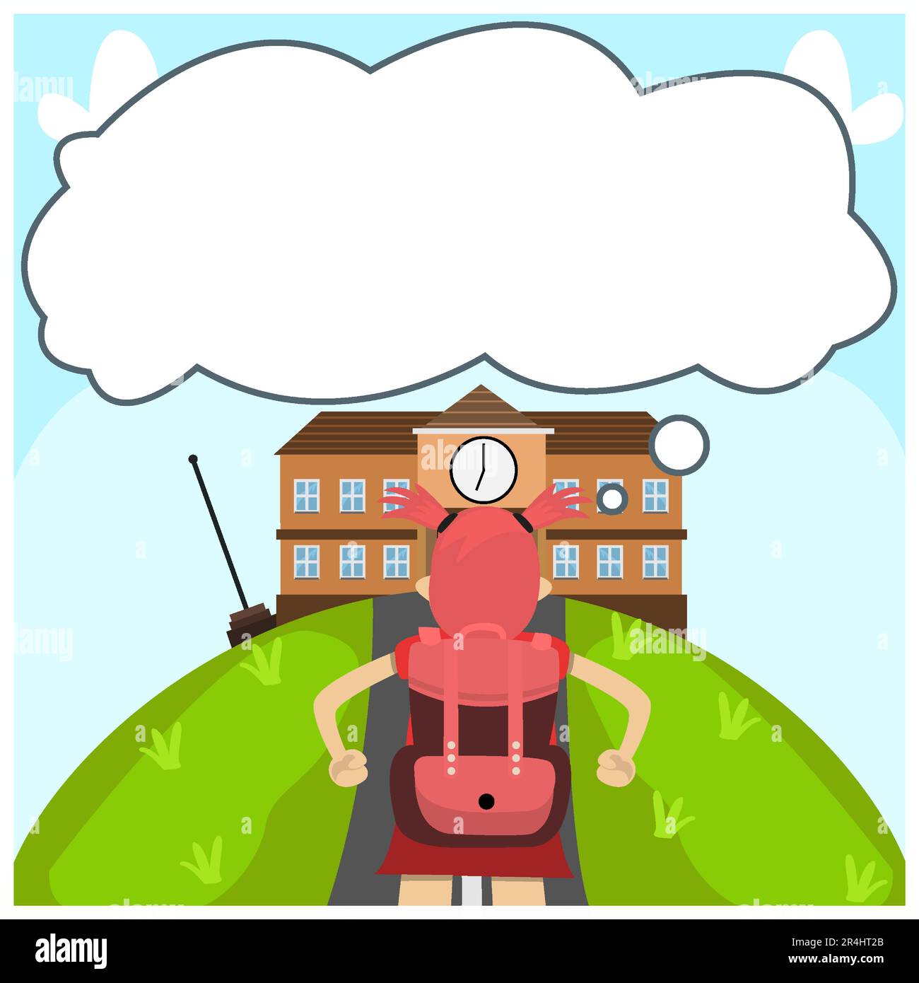 Vector illustration of student Go to School, Blank Cloud, Come Back ...