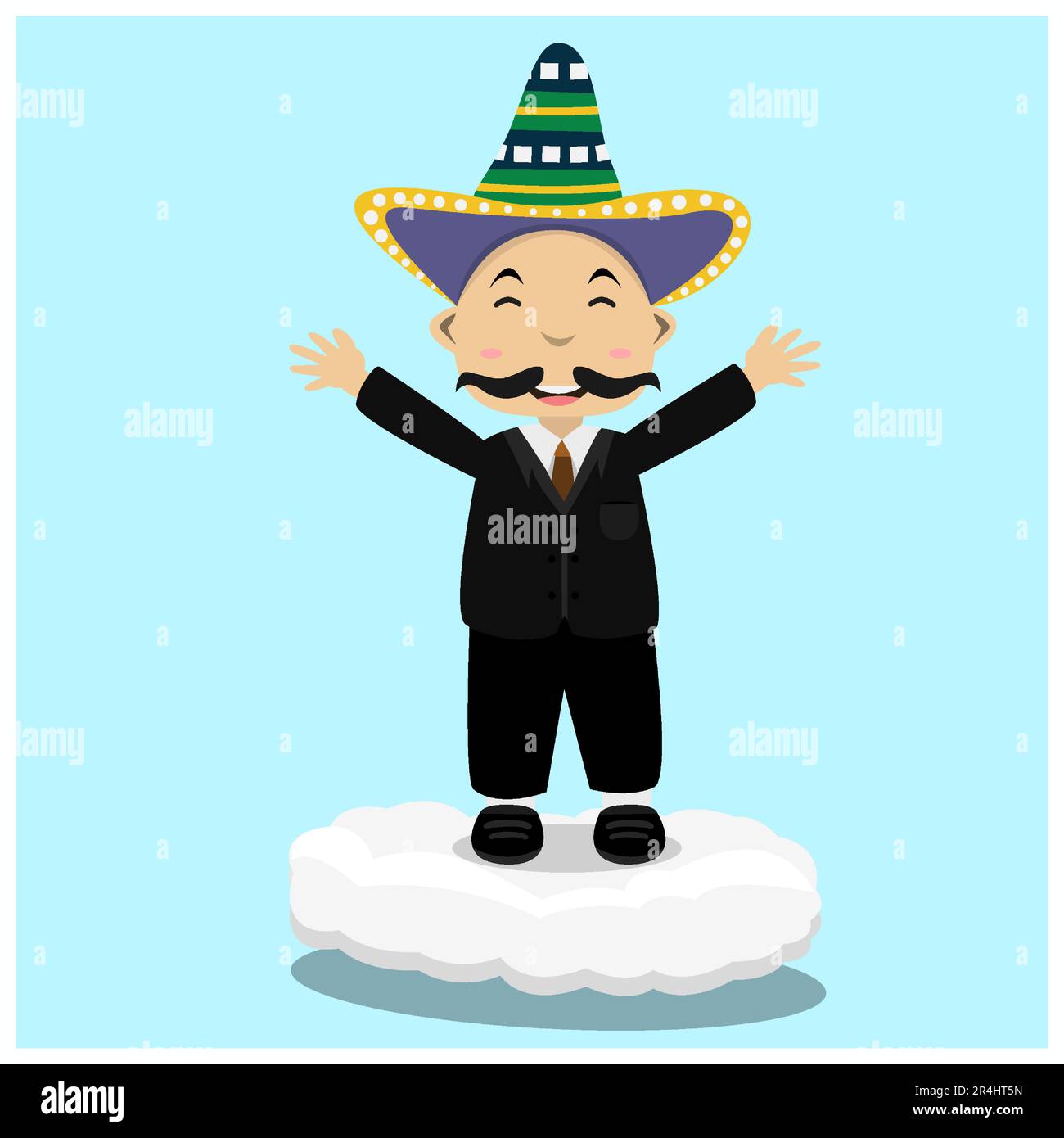 Vector Illustration of Mexico Boys On Clouds and Blue Color Background ...