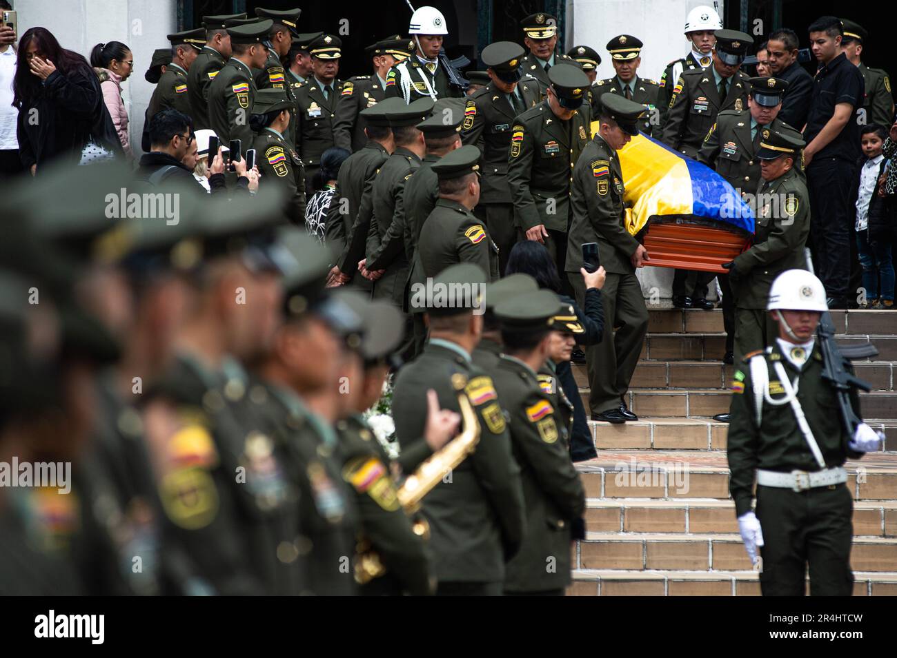Bogota, Colombia. 28th May, 2023. Colombia's police members carry the ...