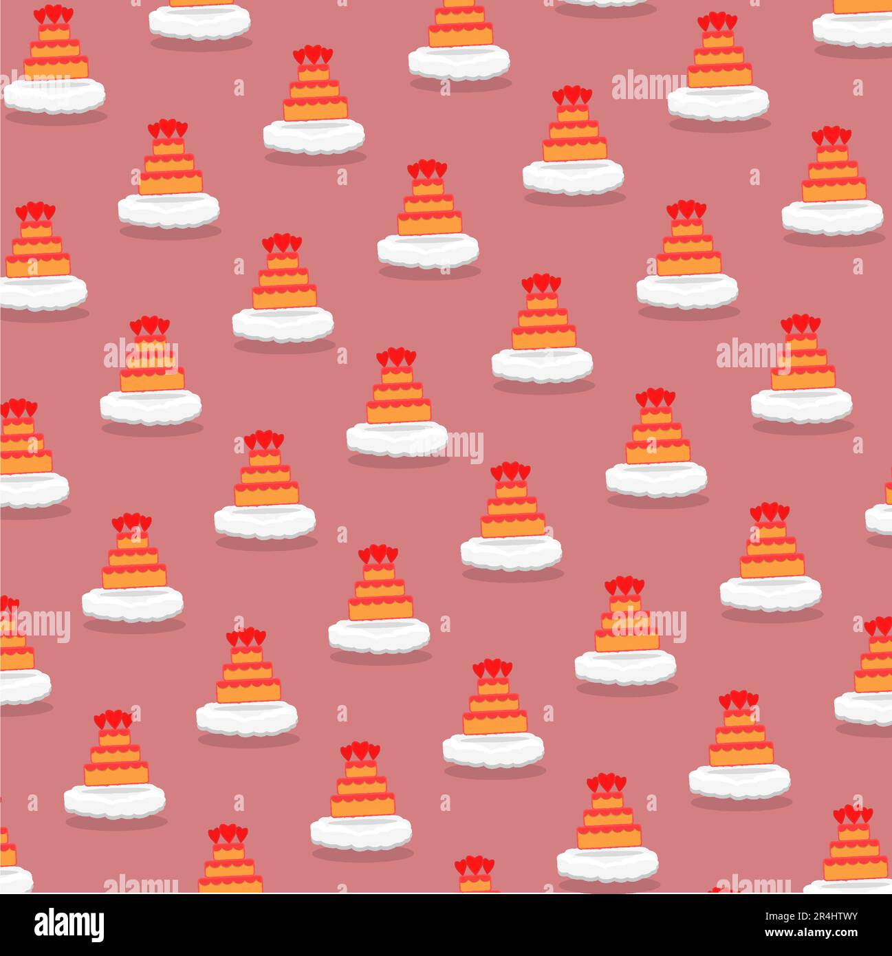 Cake Love and Love Patterns Background cartoon. Vector and ...
