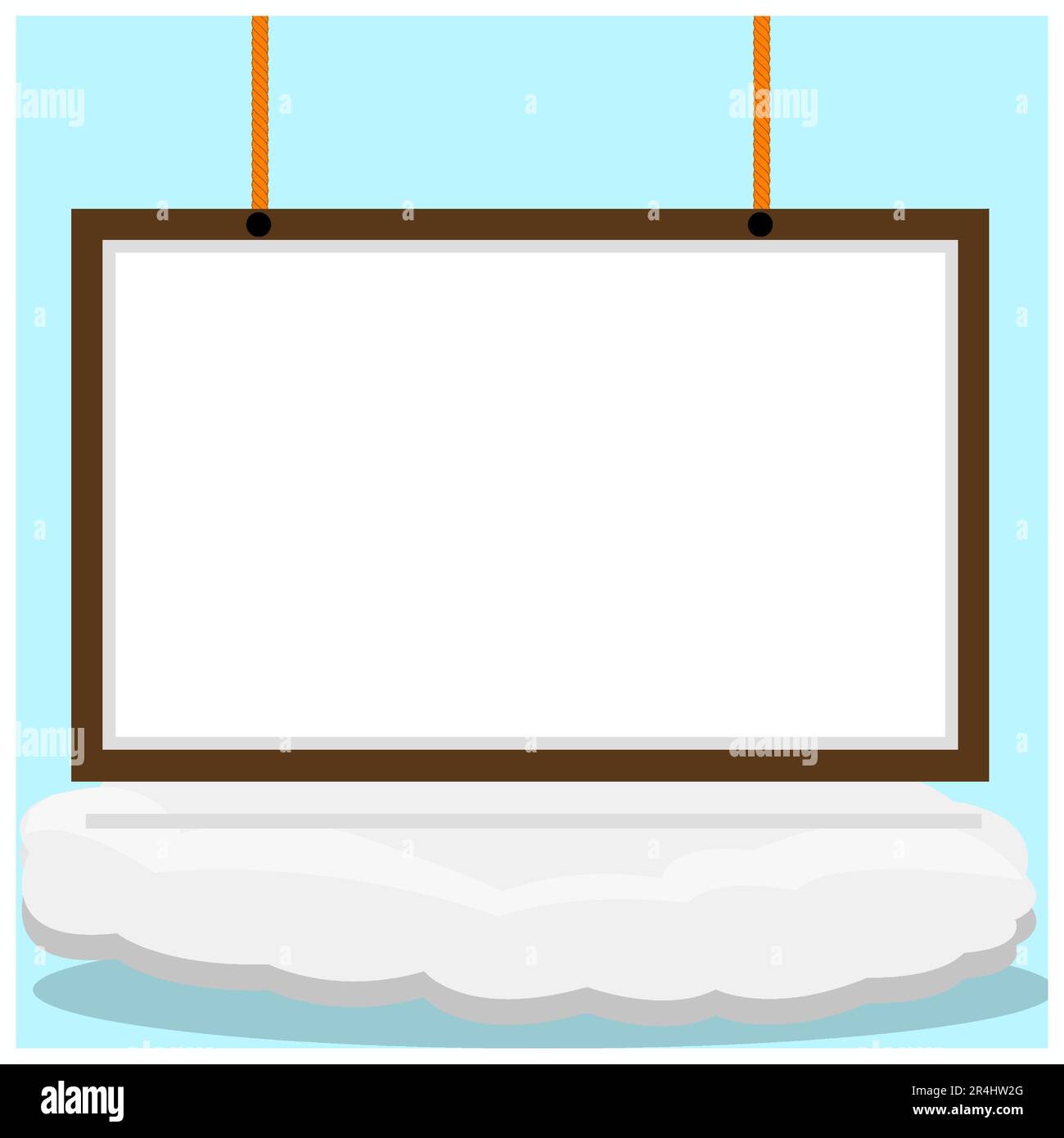 Vector Illustration of Blank Banner Whiteboard On Clouds and Blue Color ...