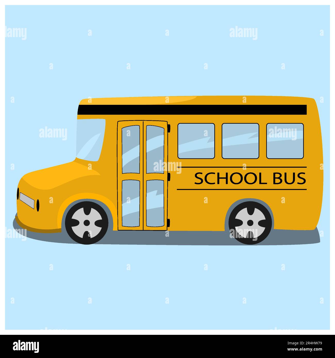 Vector Illustration of Model Bus School and Blue Color Background Stock ...