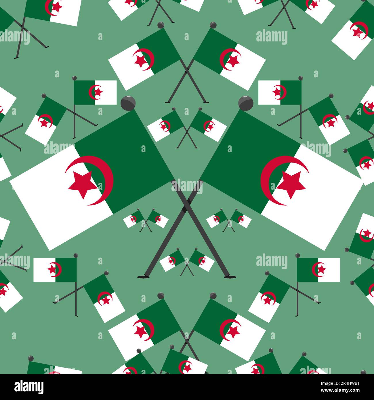 Vector Illustration of Pattern Algeria Flags and Green Colors ...