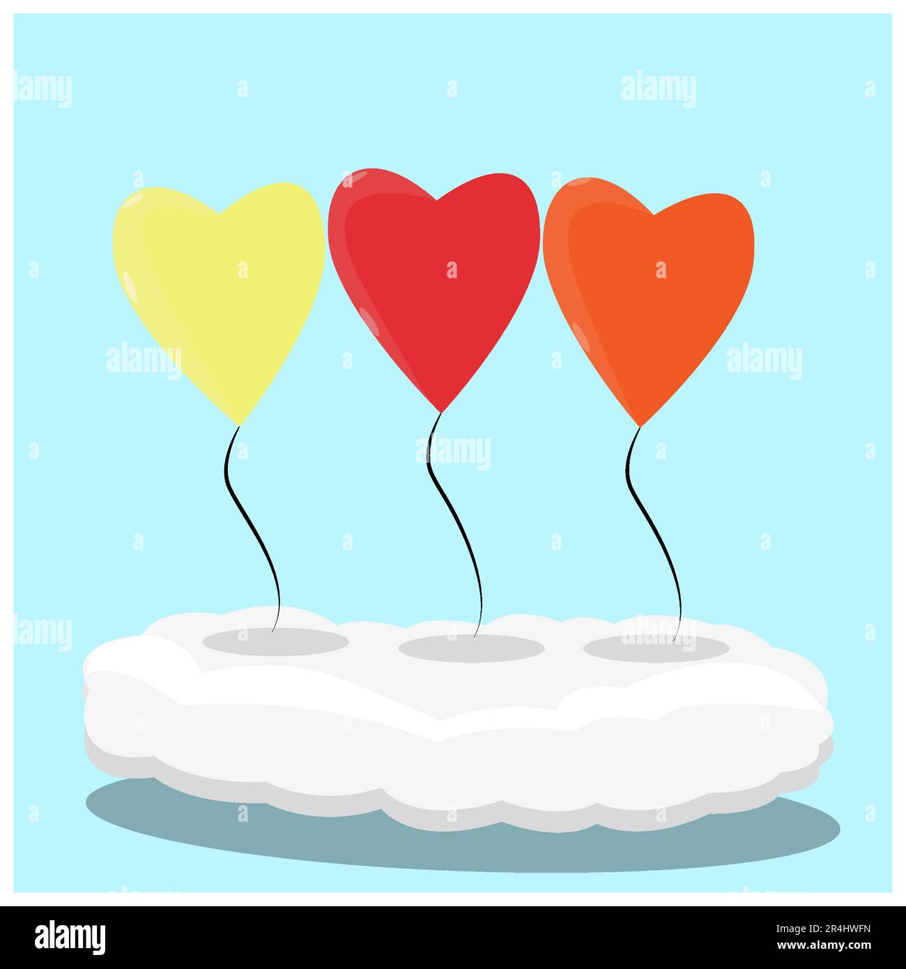 Vector Illustration of Icon Three Balloon On Clouds and Blue Color ...
