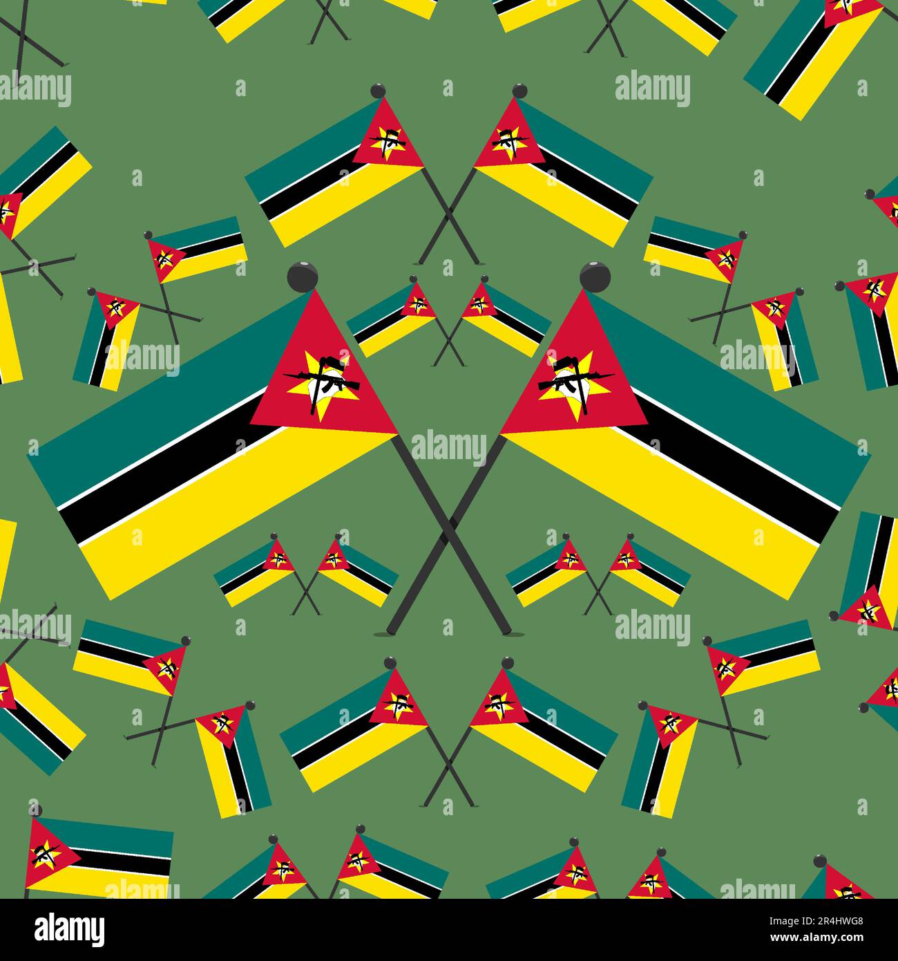 Vector Illustration of Pattern Mozambique Flags and Dark Green Color ...