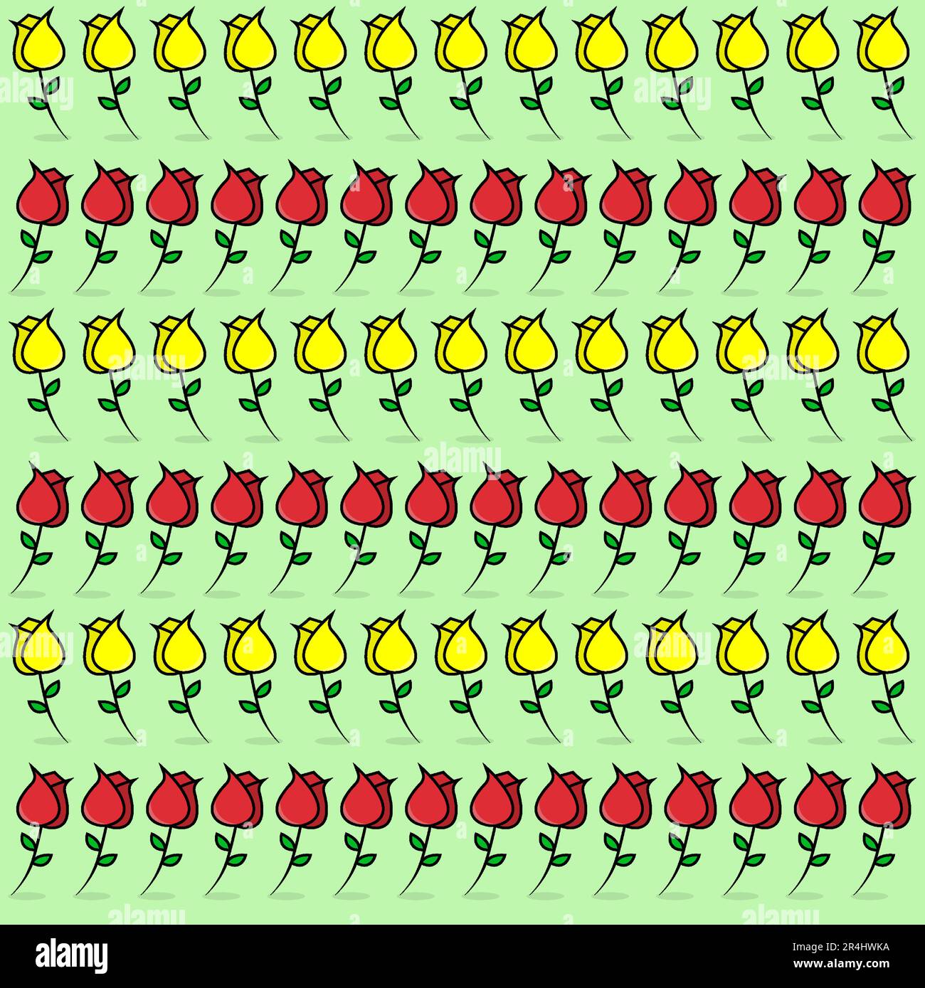Vector Illustration Of Pattern Flowers red Yellow and Green Colors ...