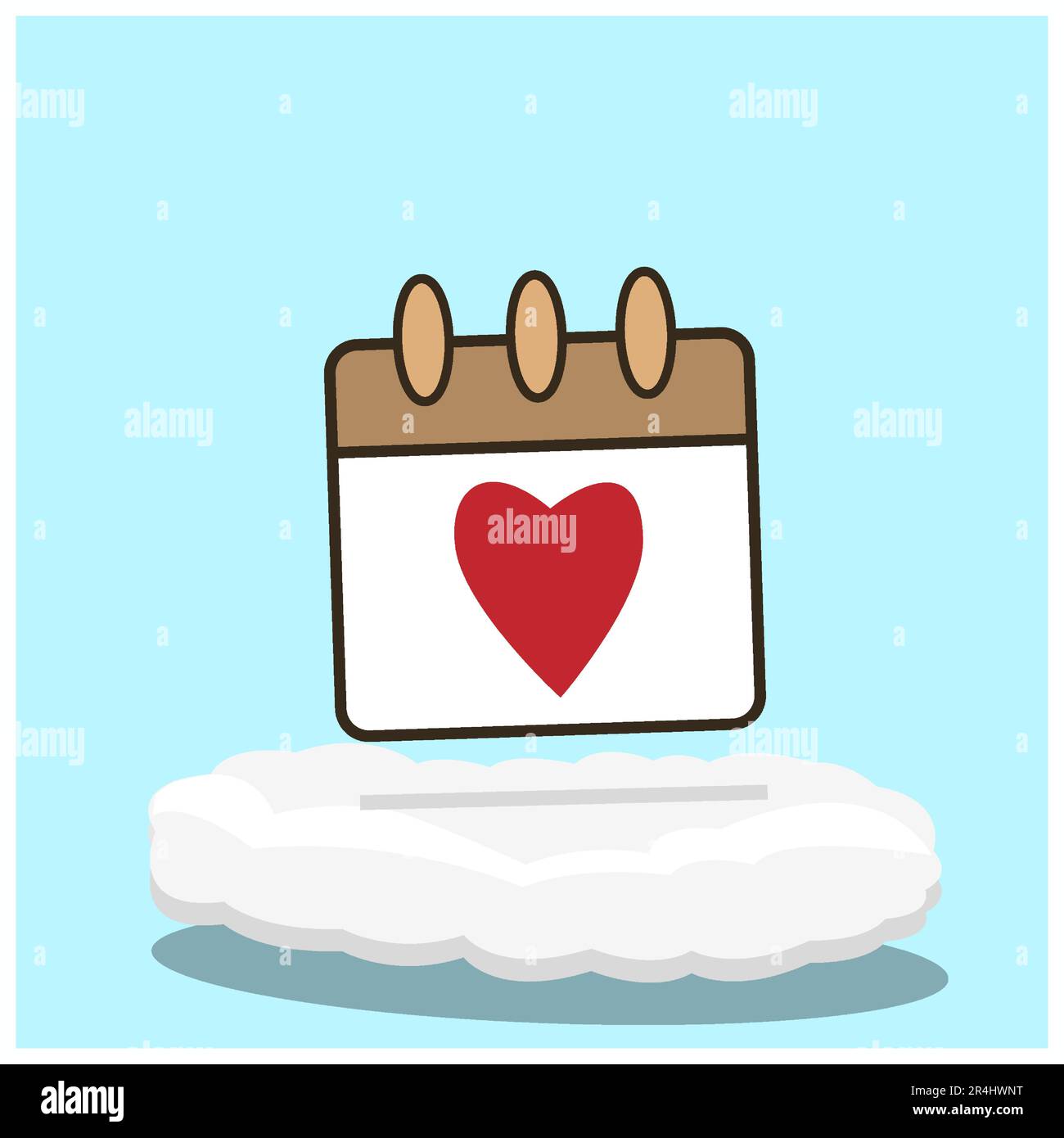 Vector Illustration of Icon Love Calendar On Clouds and Blue Color ...