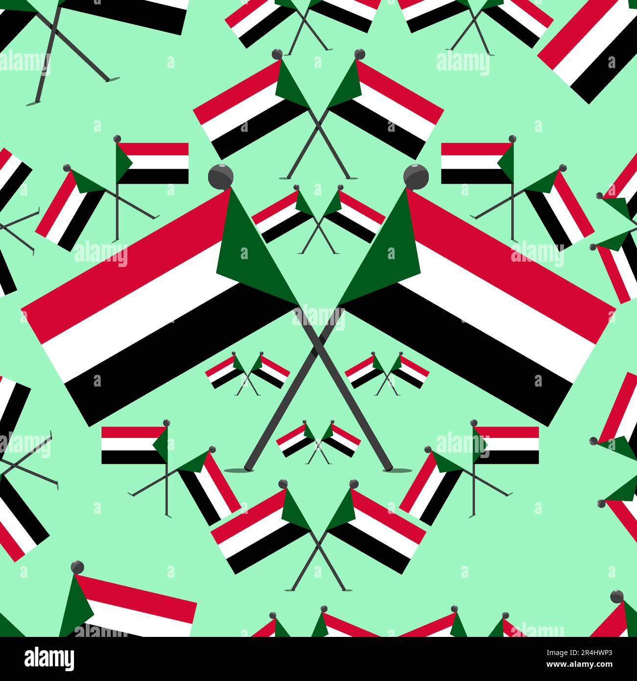 Vector Illustration of Pattern Sudan Flags and Blue Colors Background ...