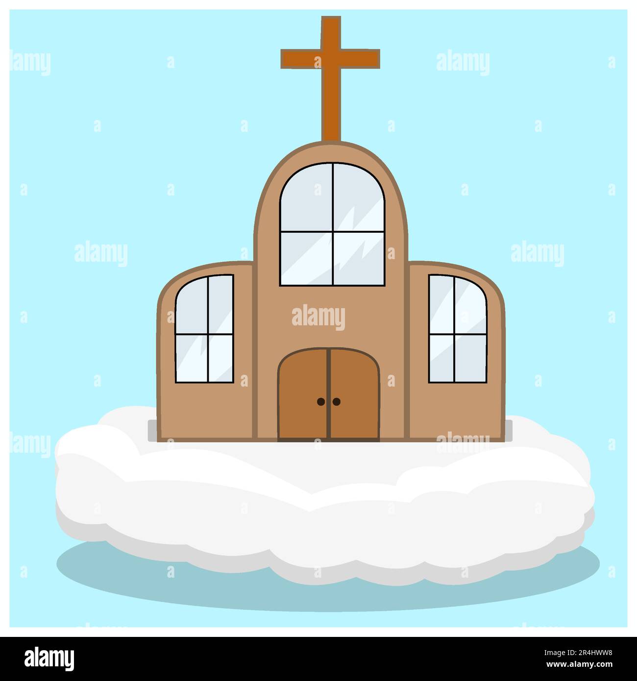 Vector Illustration Of Church On Cloud and Blue Color Background Stock ...