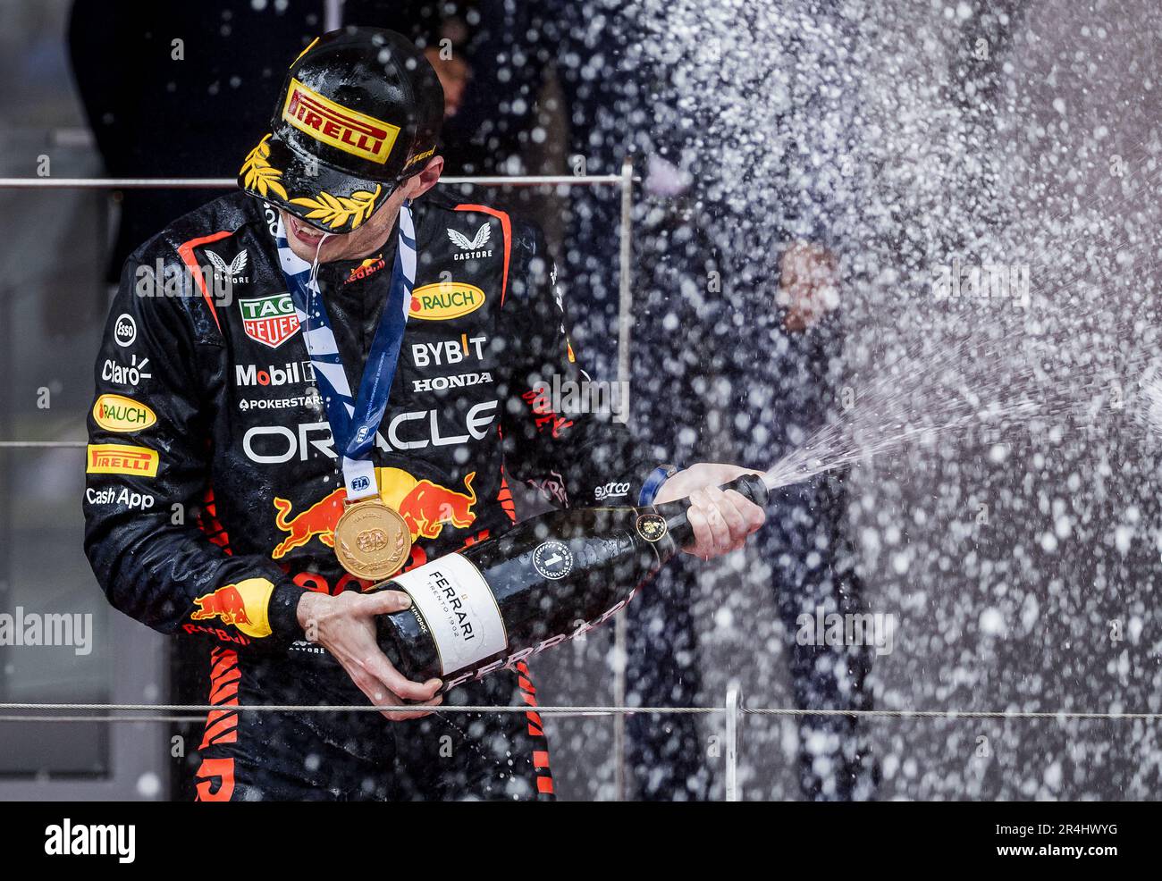 MONACO - Max Verstappen (Red Bull Racing) on the podium after the ...