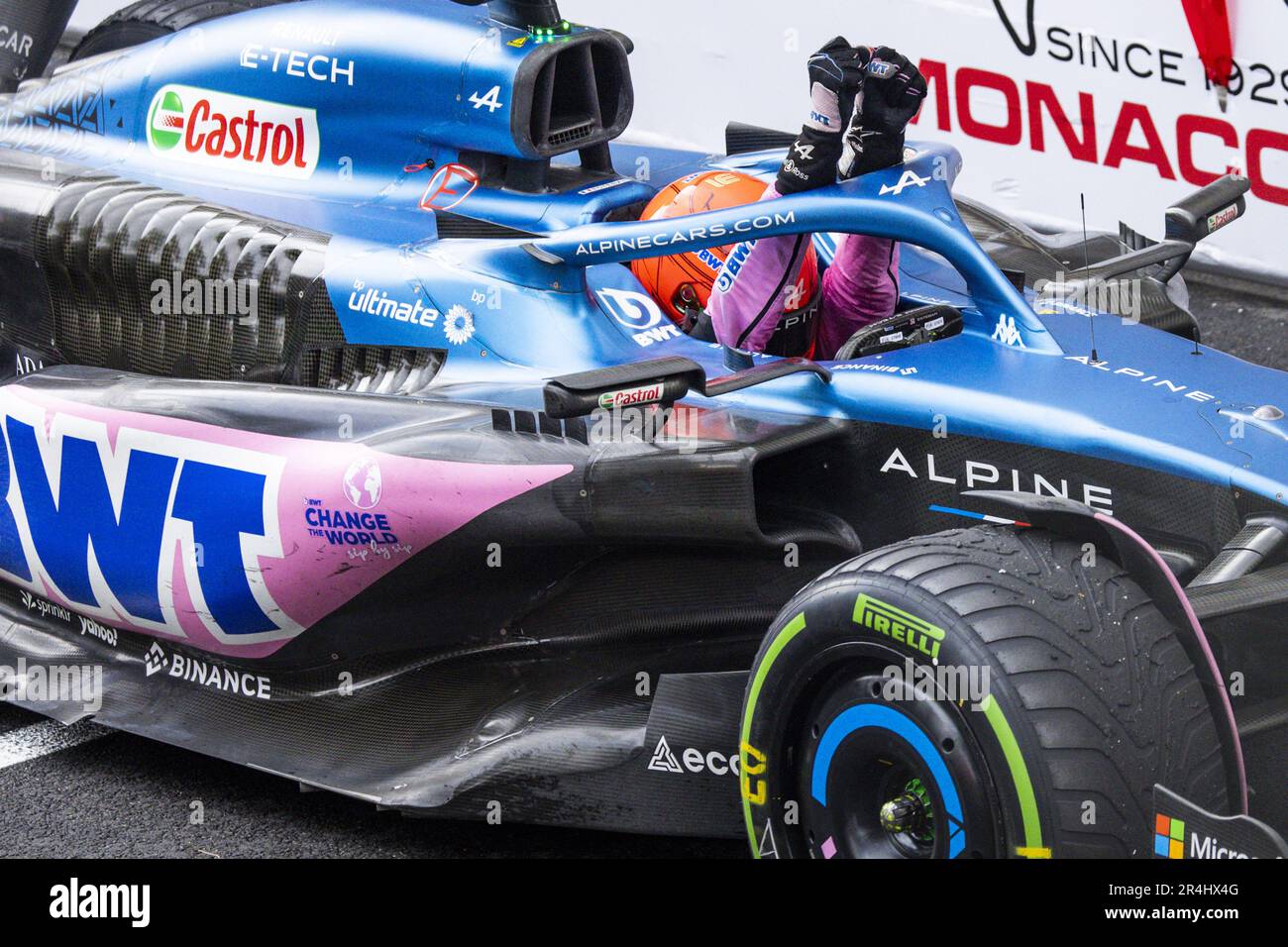 OCON Esteban (fra), Alpine F1 Team A523, portrait celebrates his P3 ...