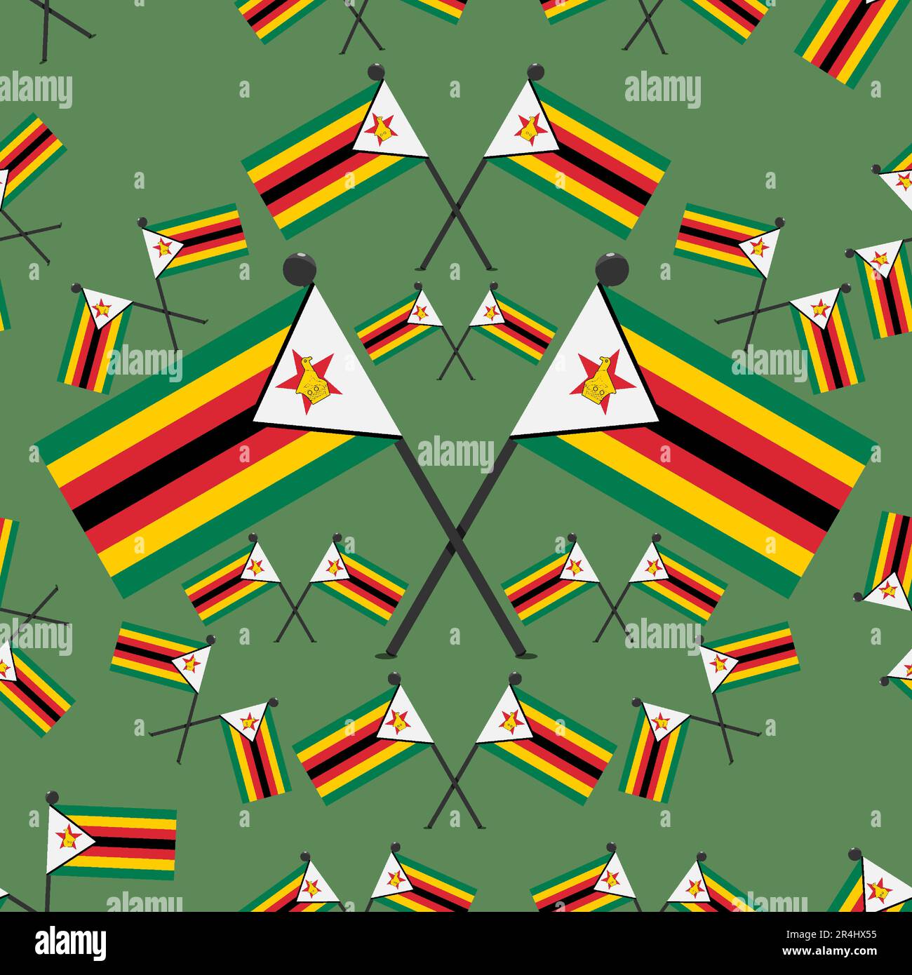 Vector Illustration Of Pattern Zimbabwe Flags And Dark Green Color