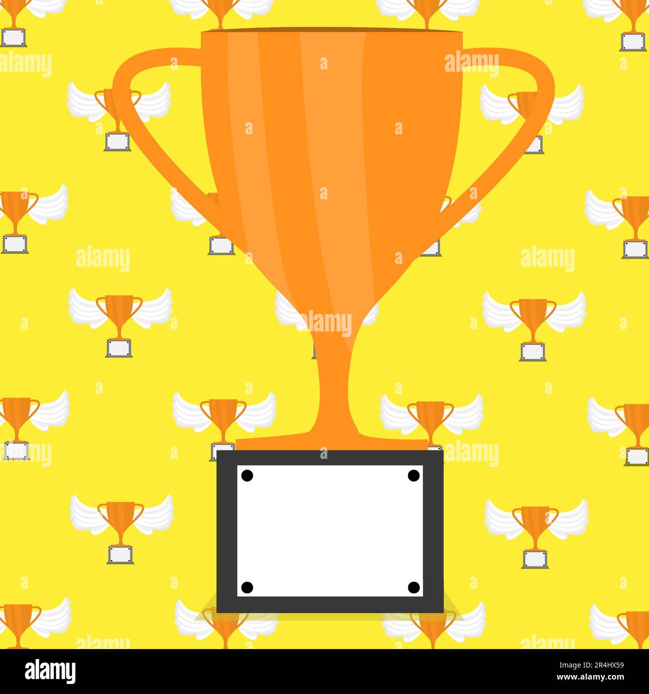 Vector Illustration of Big Trophy and Yellow Pattern Wing Trophy ...