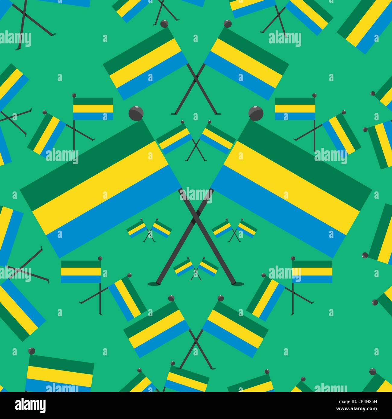 Vector Illustration of Pattern Gabon Flags and Green Colors Background ...