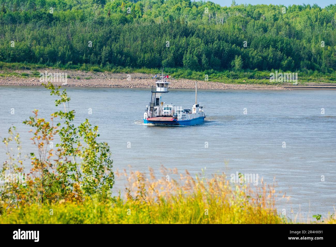 Fort Simpson, Northwest Territories Canada - 16 AUG 2022: Car ferry ...