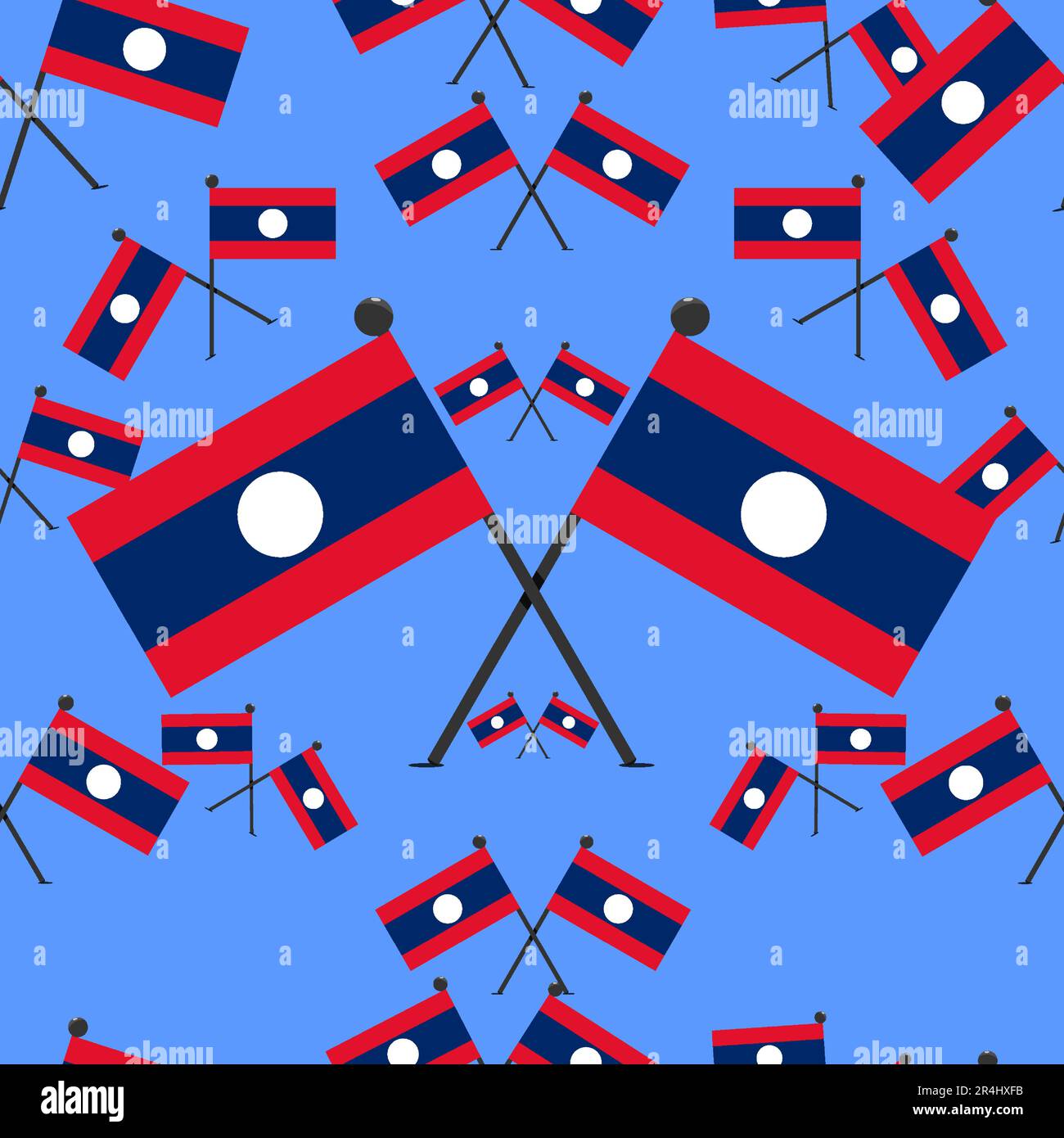 Vector Illustration of Laos Pattern Flags and Blue Colors Background ...