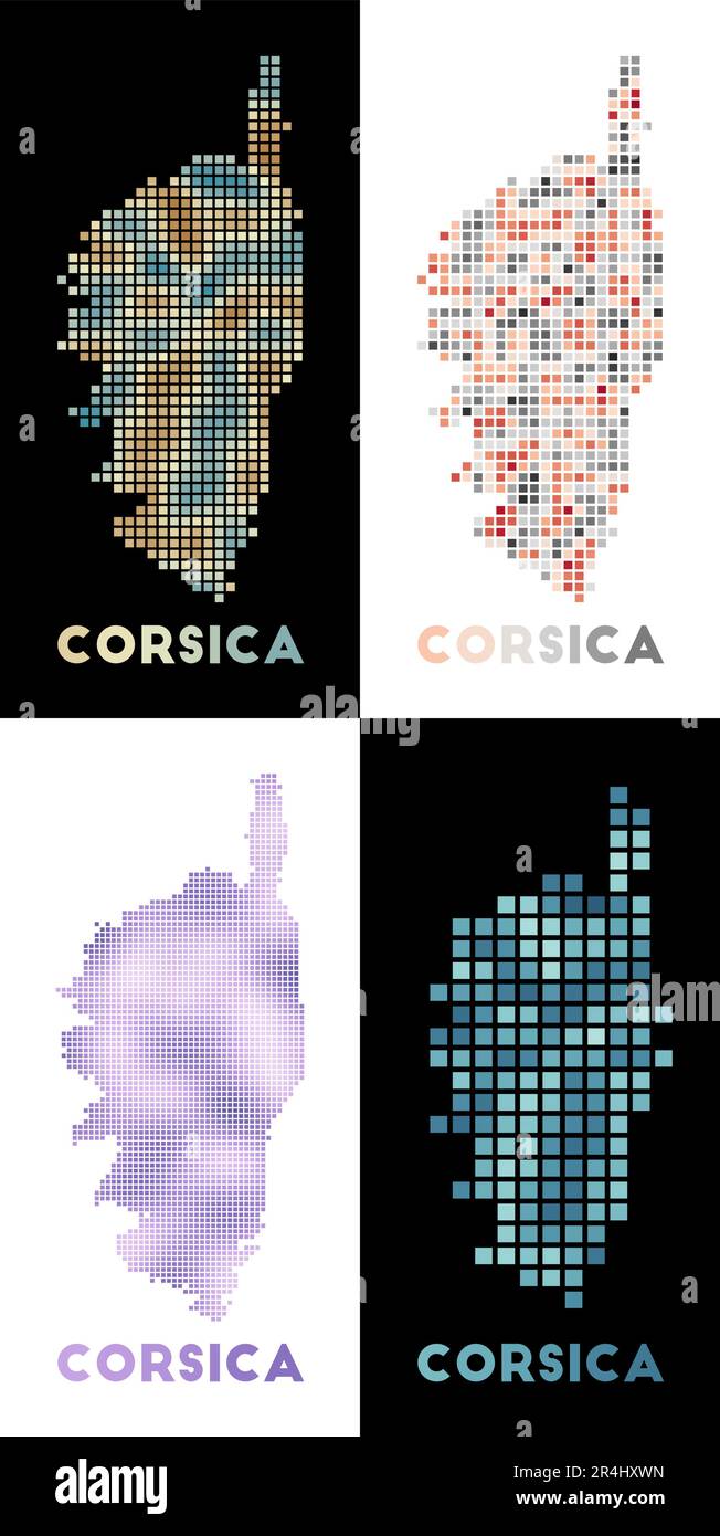 Corsica map. Collection of maps of Corsica in dotted style. Borders of ...