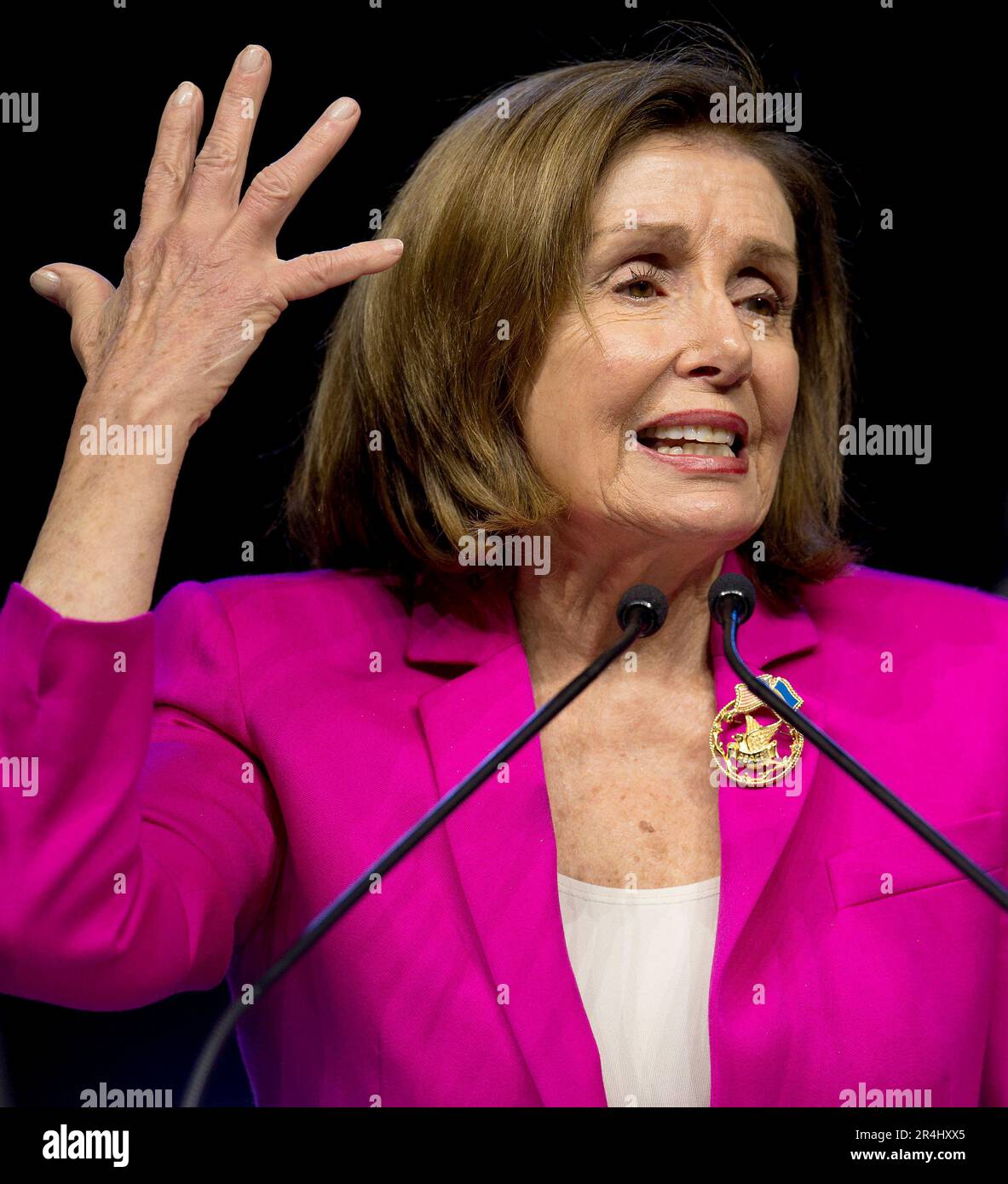 Los Angeles, California, USA. 27th May, 2023. NANCY PELOSI speaks at ...