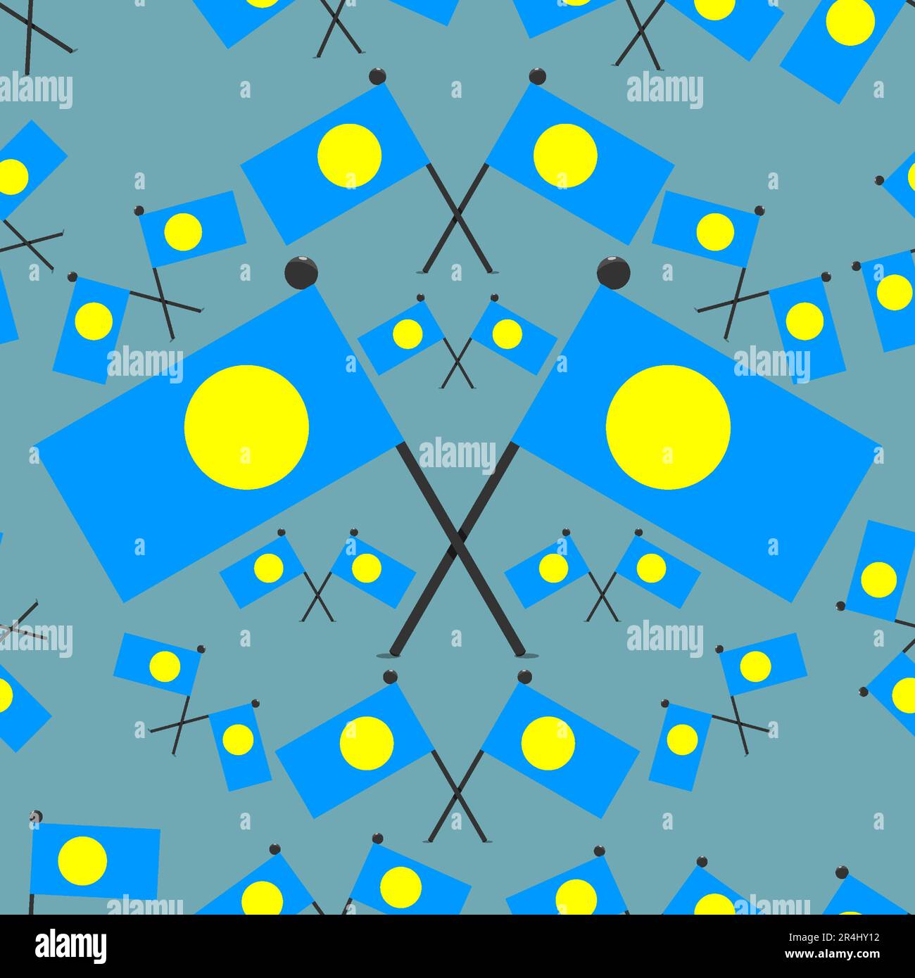 Vector Illustration of Pattern Palau Flags and Dark Green Color ...