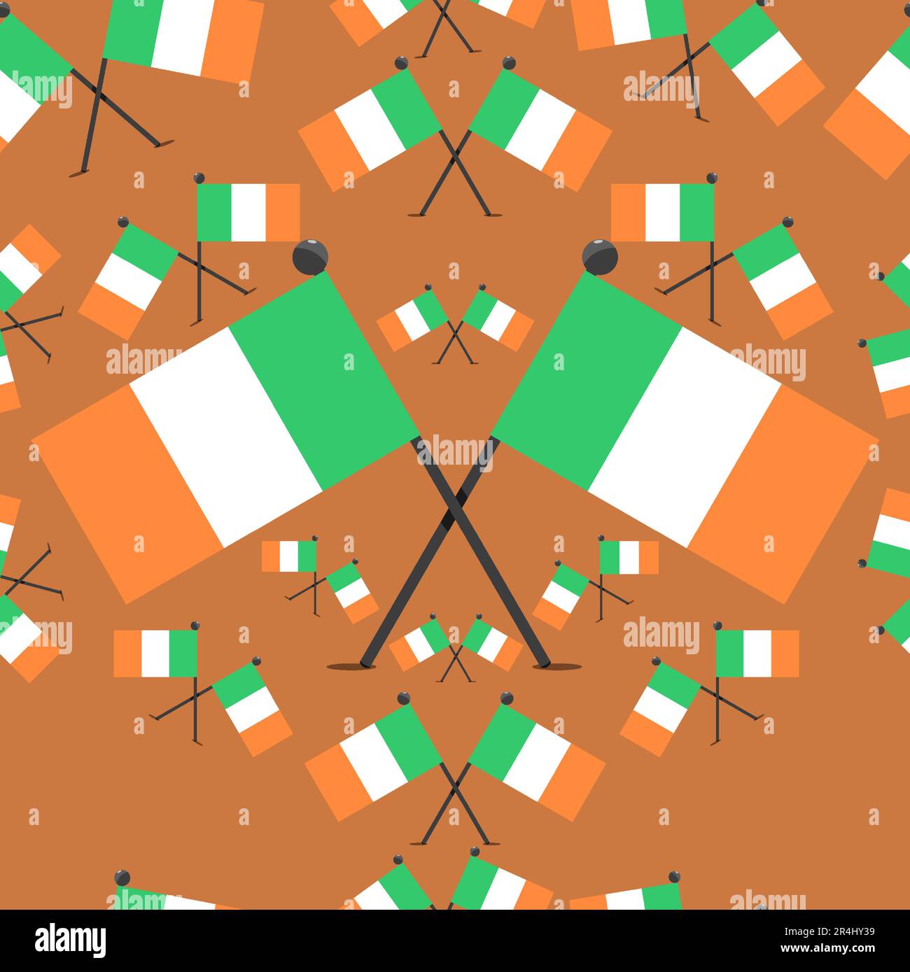 Vector Illustration of Pattern Ireland Flags and Yellow Colors ...