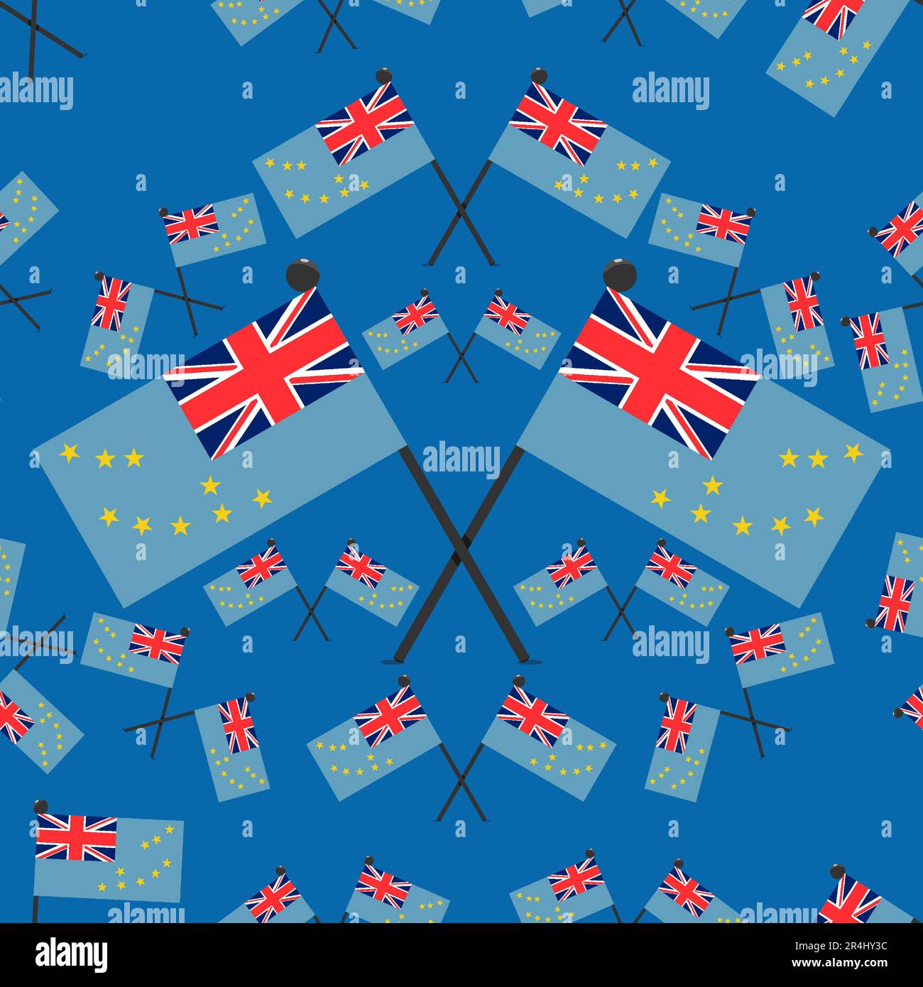 Vector Illustration of Pattern Tuvalu Flags and Dark Blue Color ...