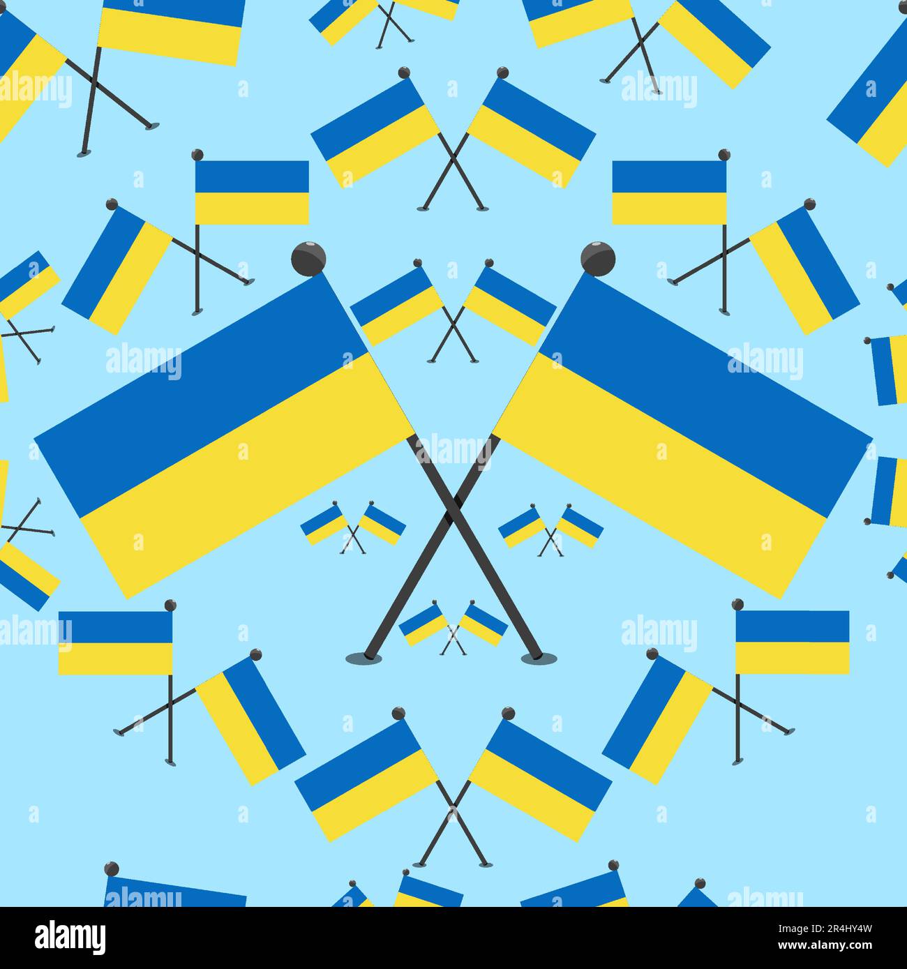 Vector Illustration of Pattern Ukraine Flags and Blue Color Background ...