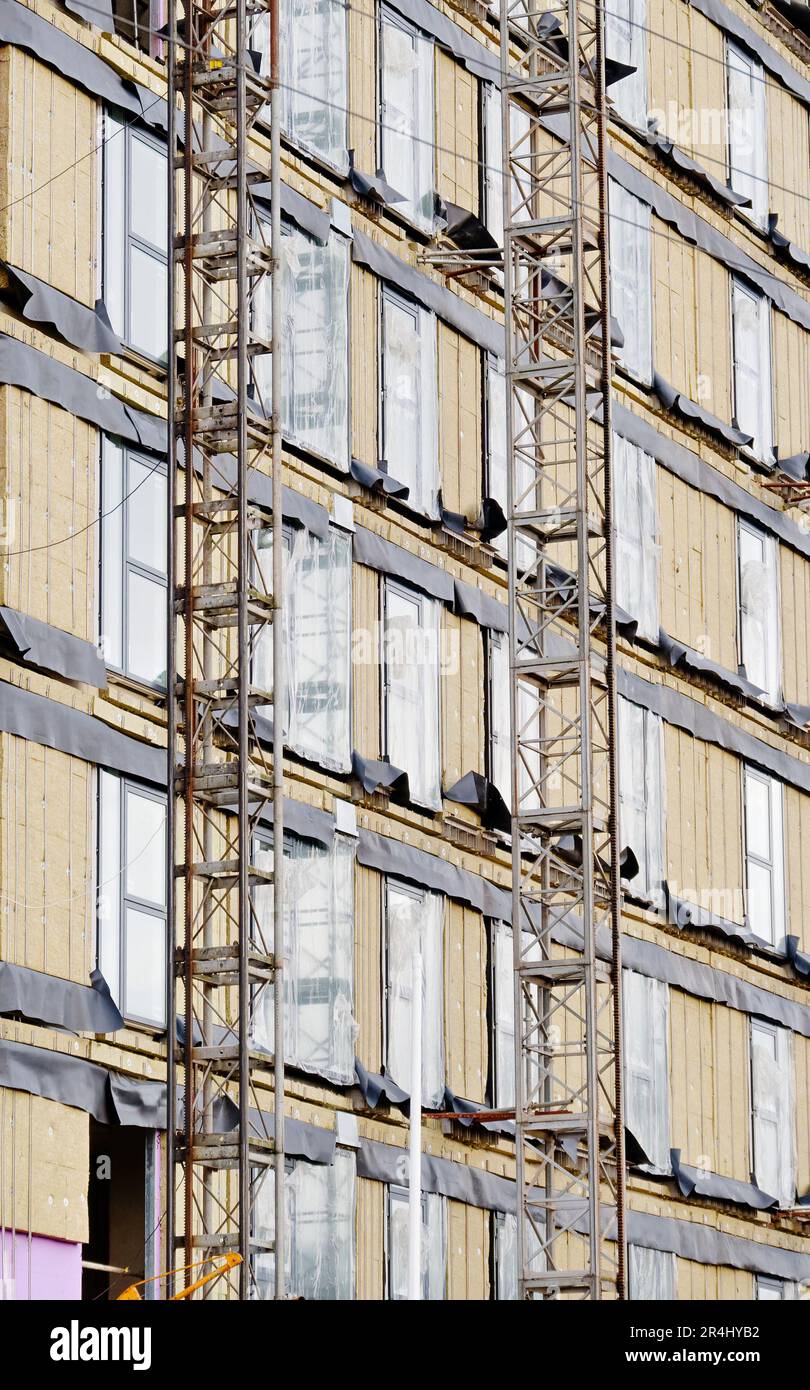 High rise residential building of flats with cladding being replaced ...